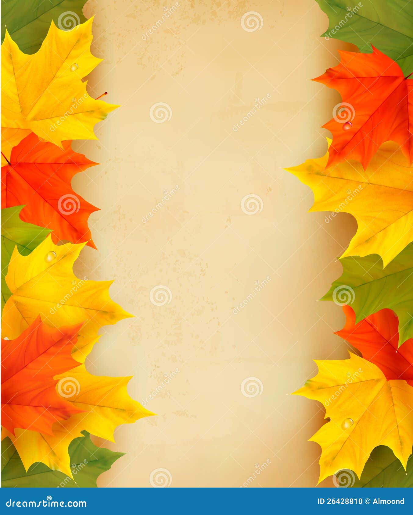 Autumn Leaves with Old Paper Back To School Stock Vector - Illustration ...
