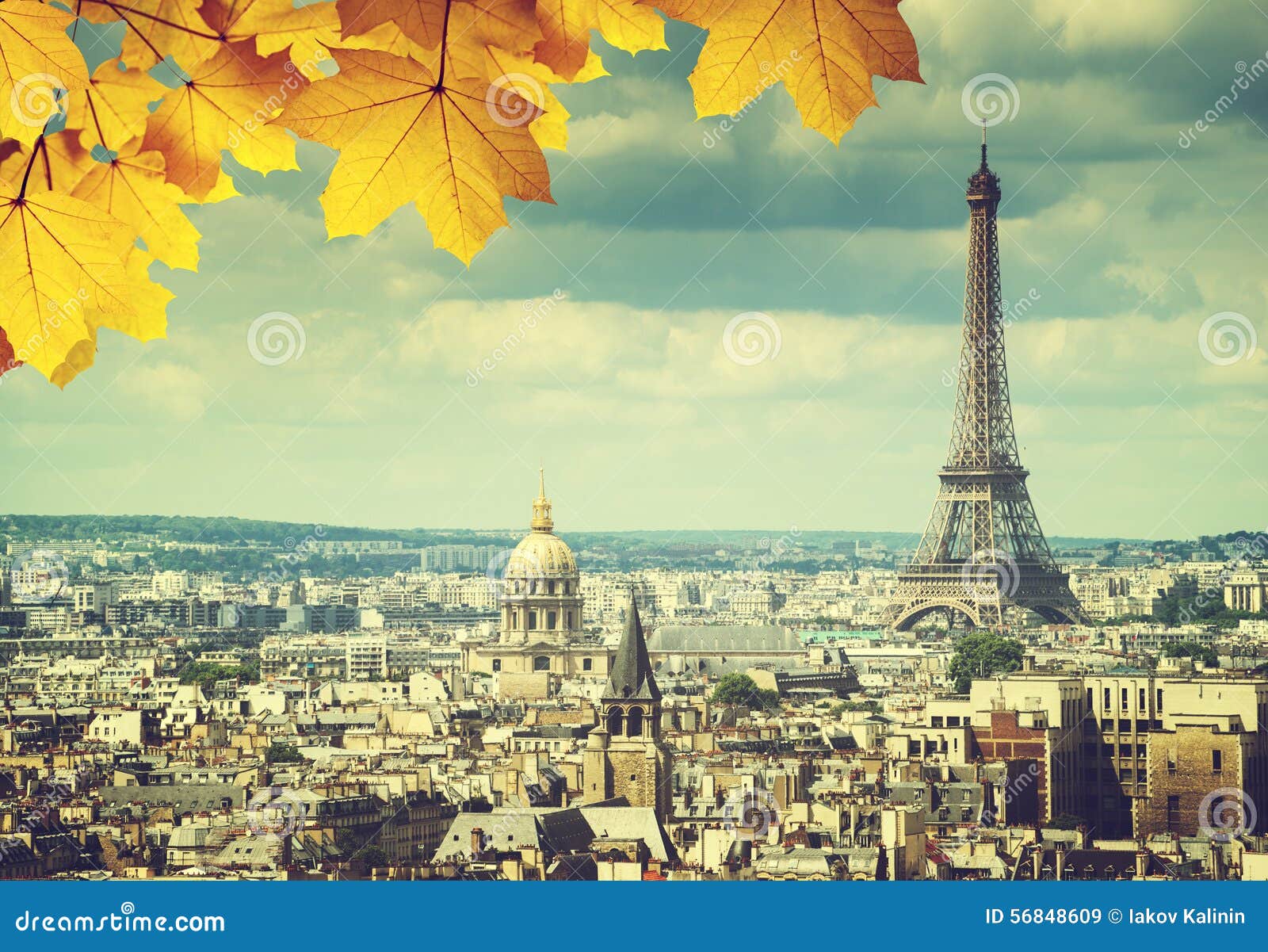 Autumn Leaves in Paris and Eiffel Tower Stock Image - Image of aerial ...