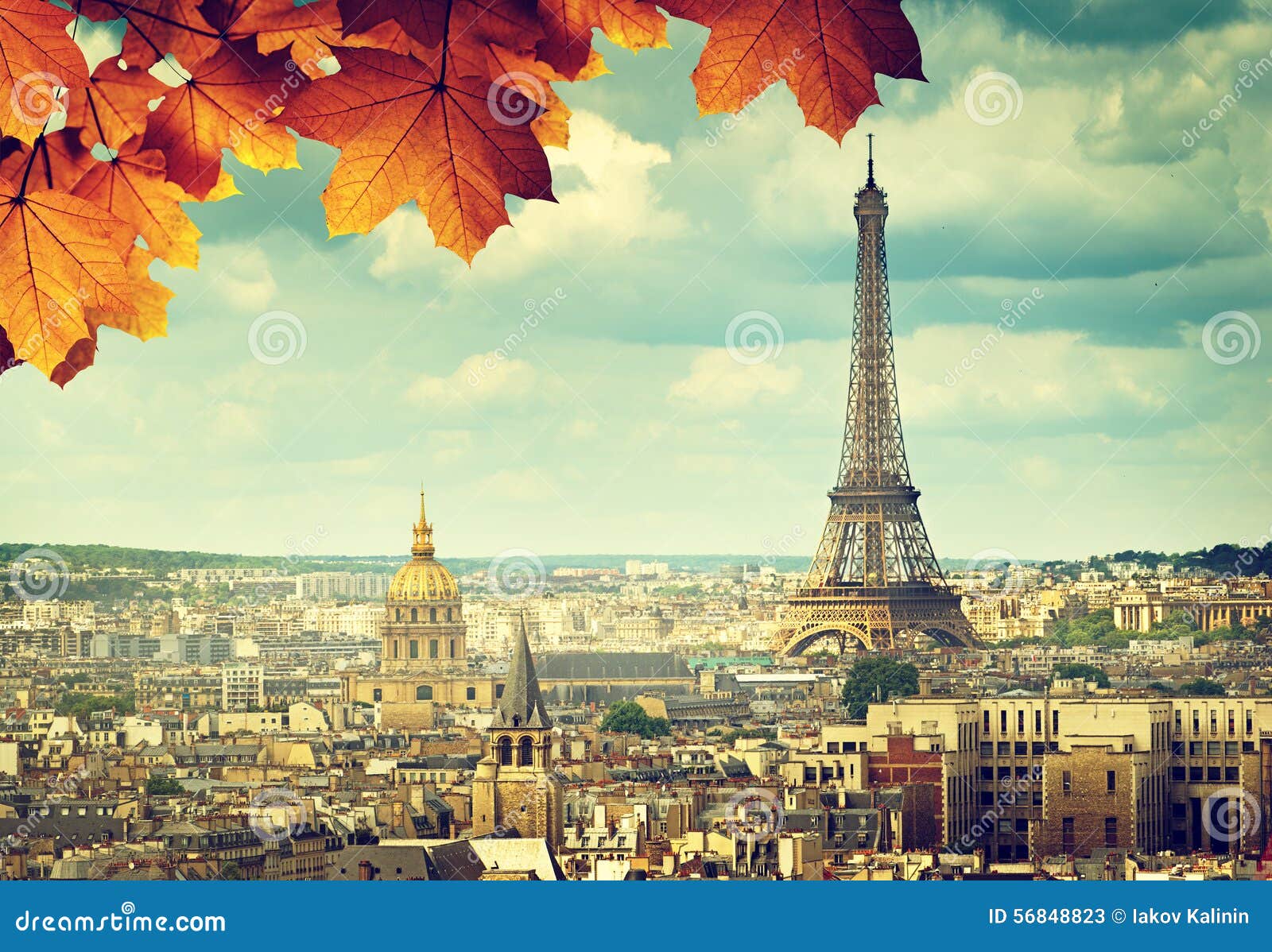 Autumn Leaves in Paris and Eiffel Tower Stock Image - Image of french ...