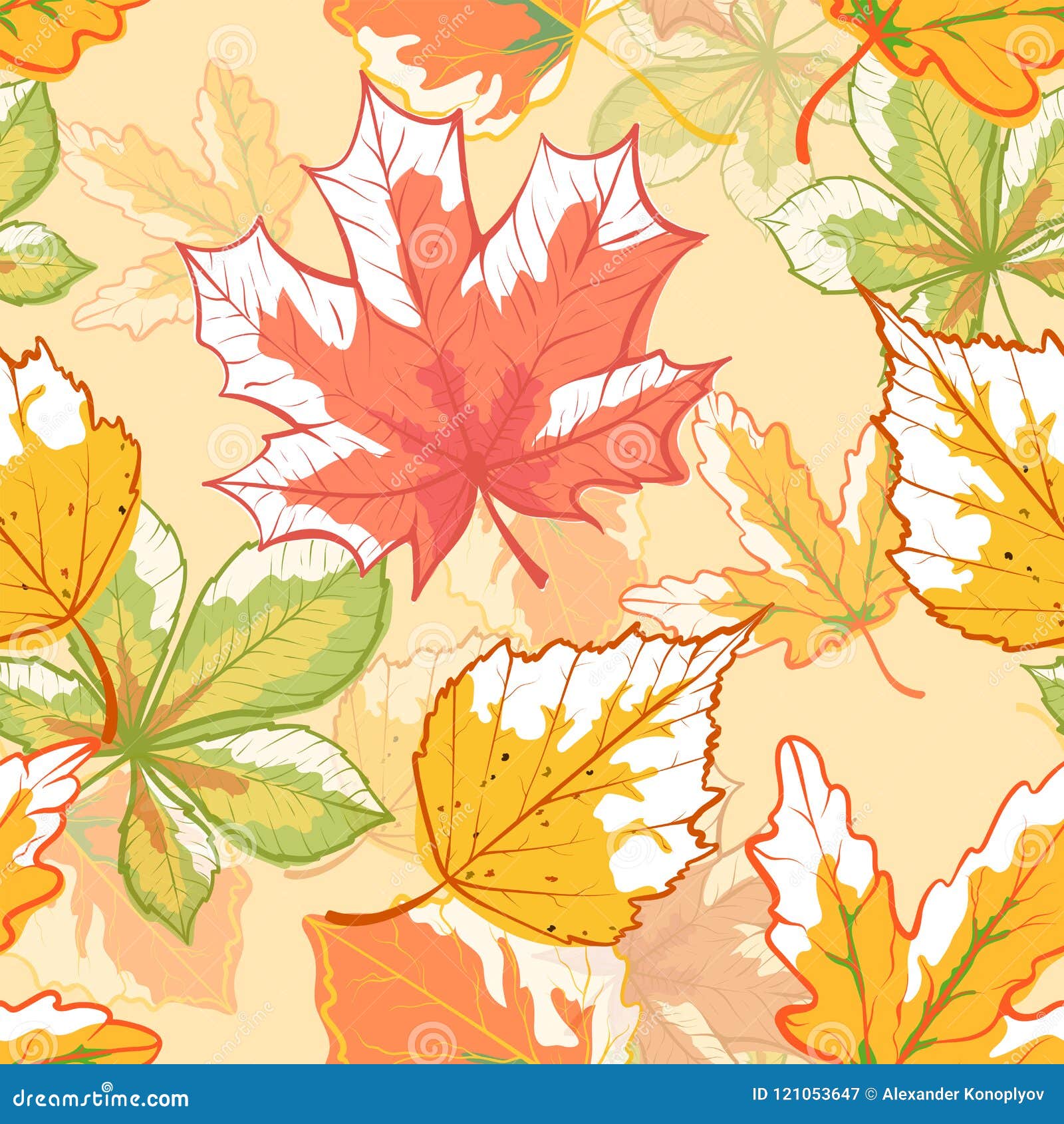 Autumn leaves pattern stock vector. Illustration of flora - 121053647