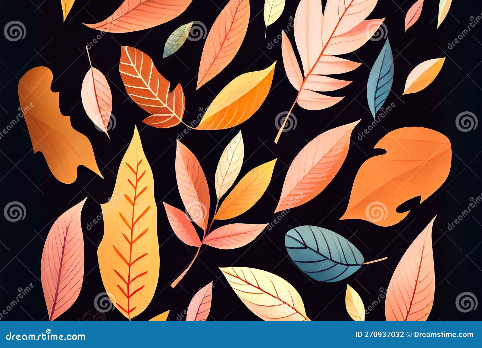 Autumn Leaves Pattern on Black Background. Generative AI Stock ...