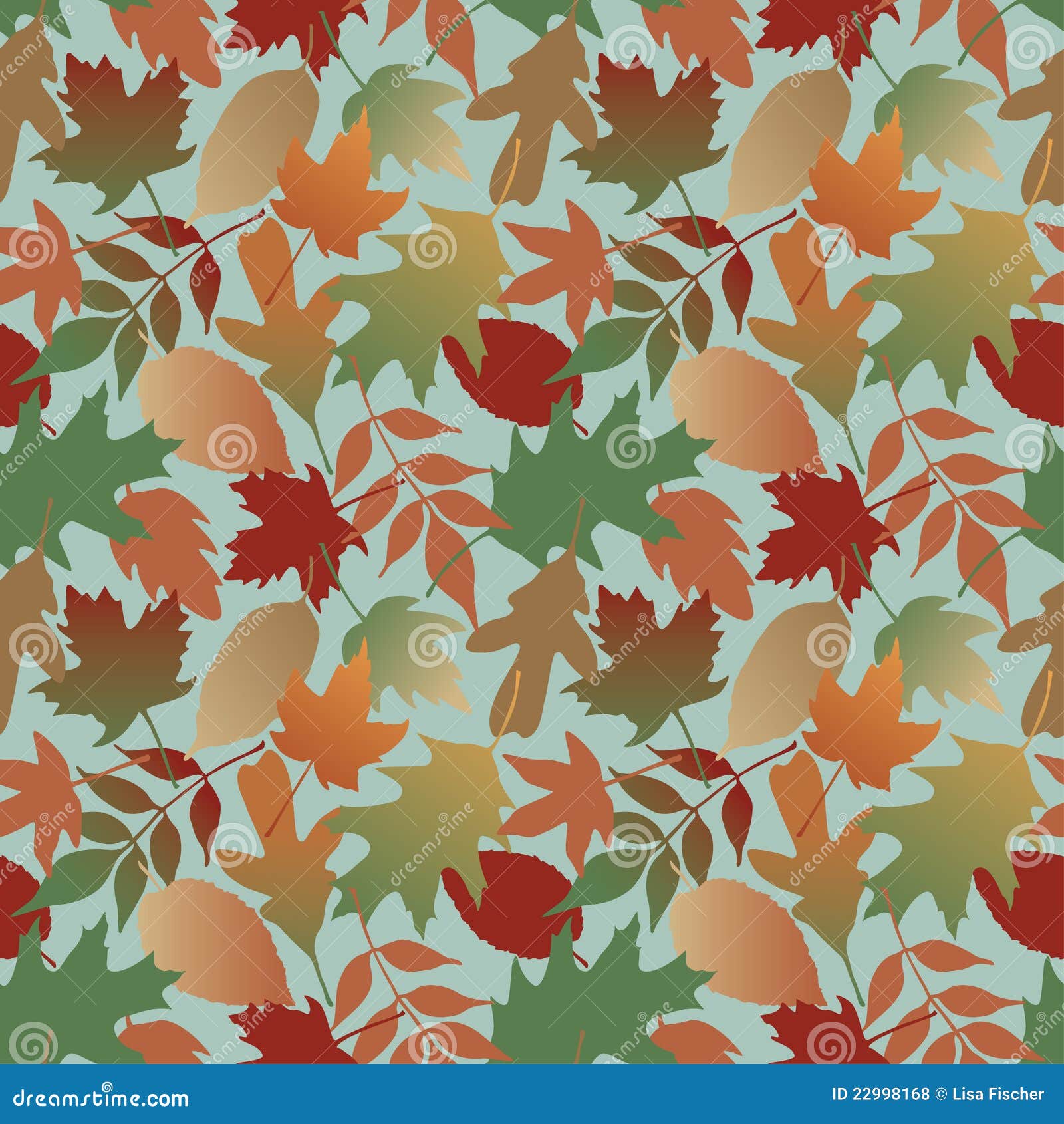 Autumn Leaves Pattern with Blue Background Stock Vector - Illustration ...