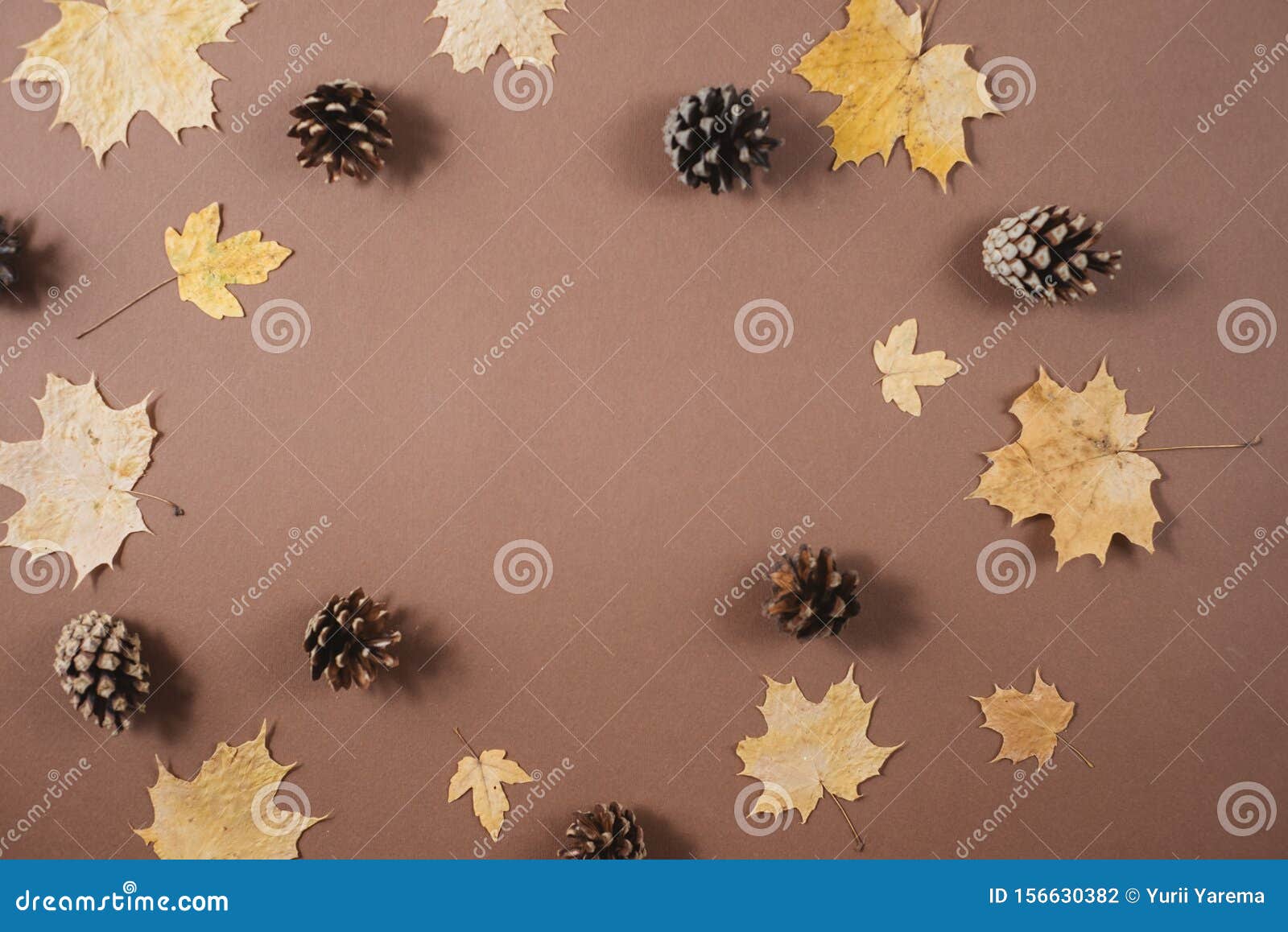 Autumn Leaves Pattern with Bumps on Brown Background. Creative Nature ...