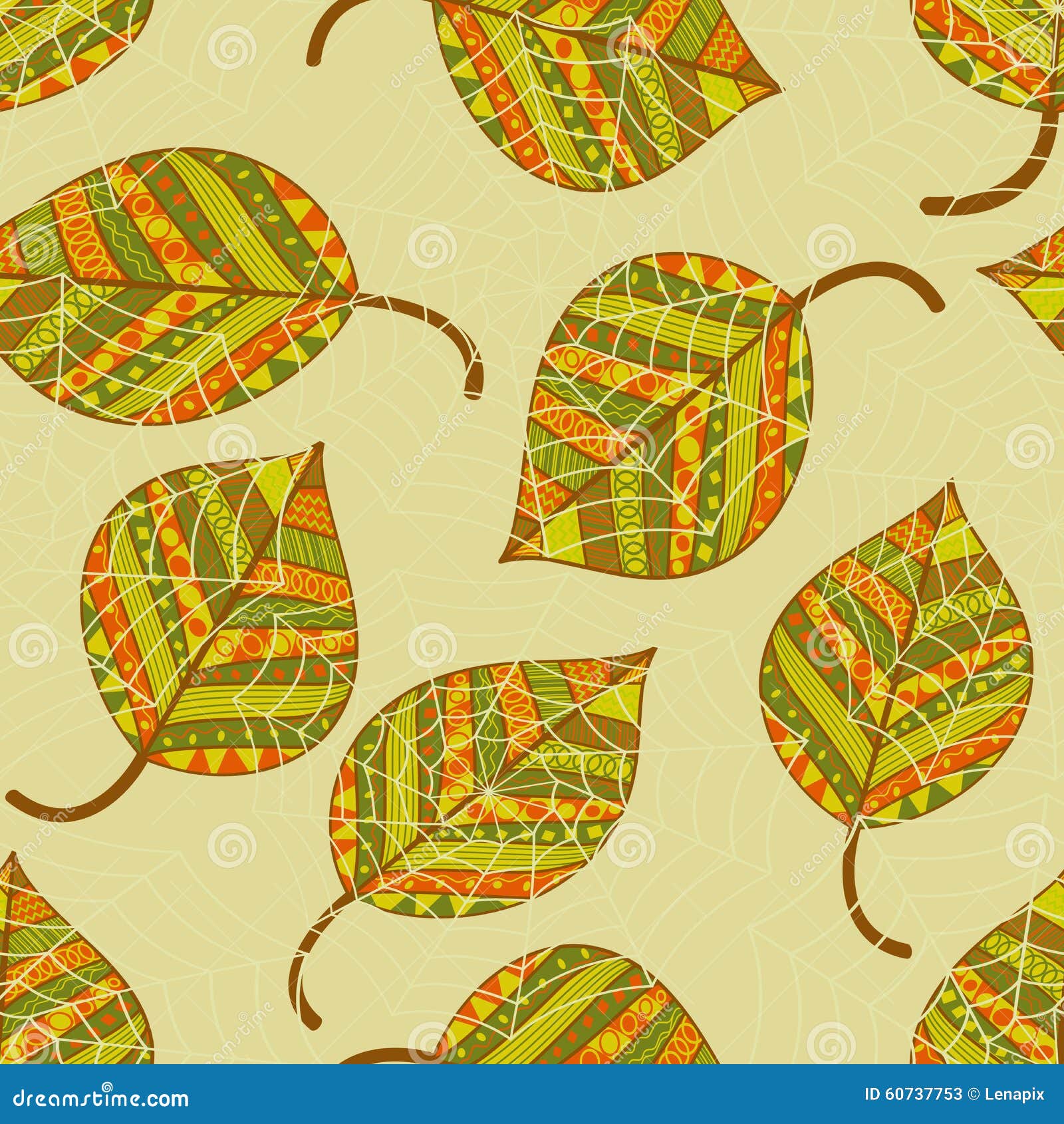 Autumn leaves pattern. stock vector. Illustration of green - 60737753