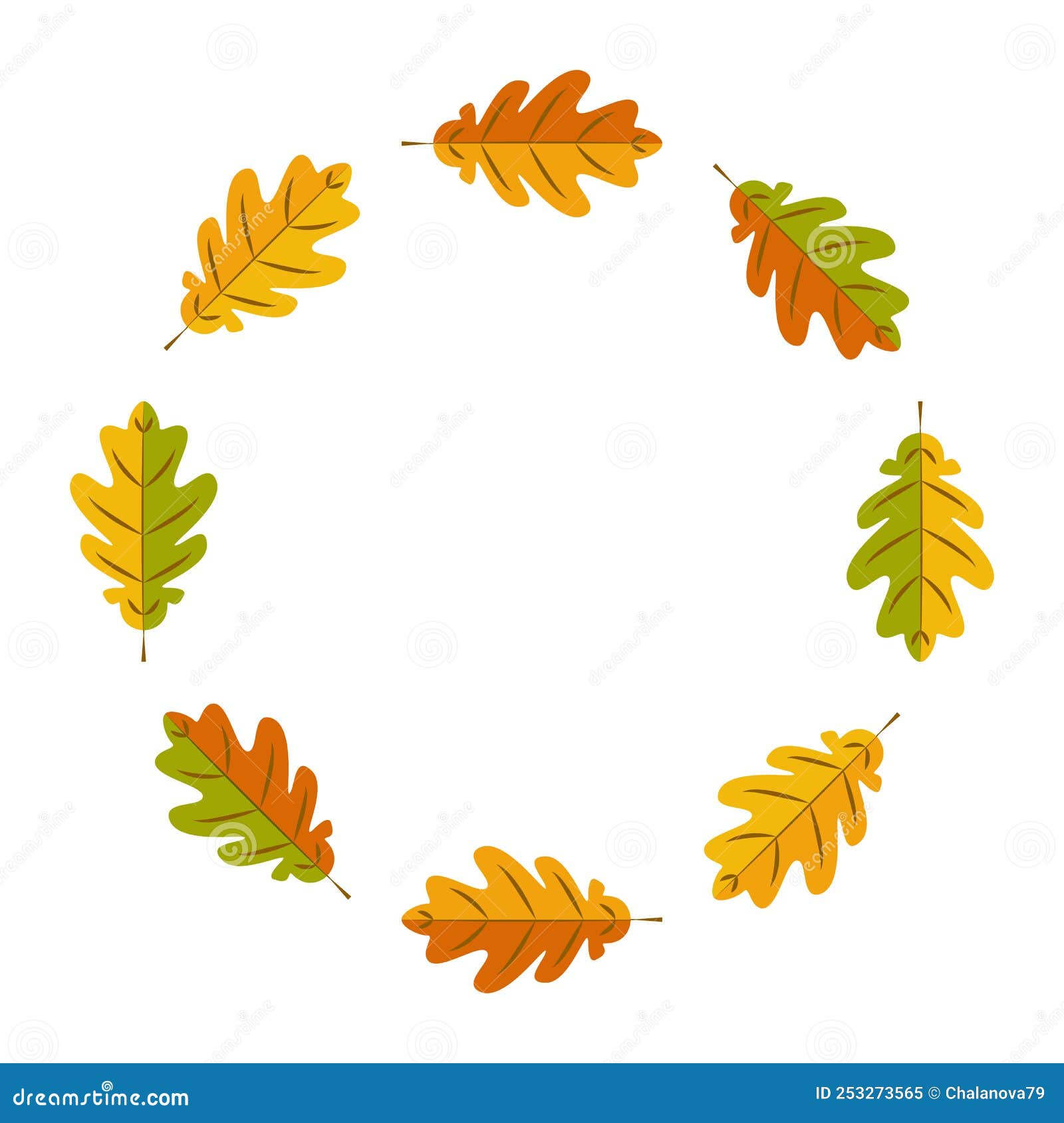 Autumn Leaves Pattern Round Frame Vector Illustration Stock ...
