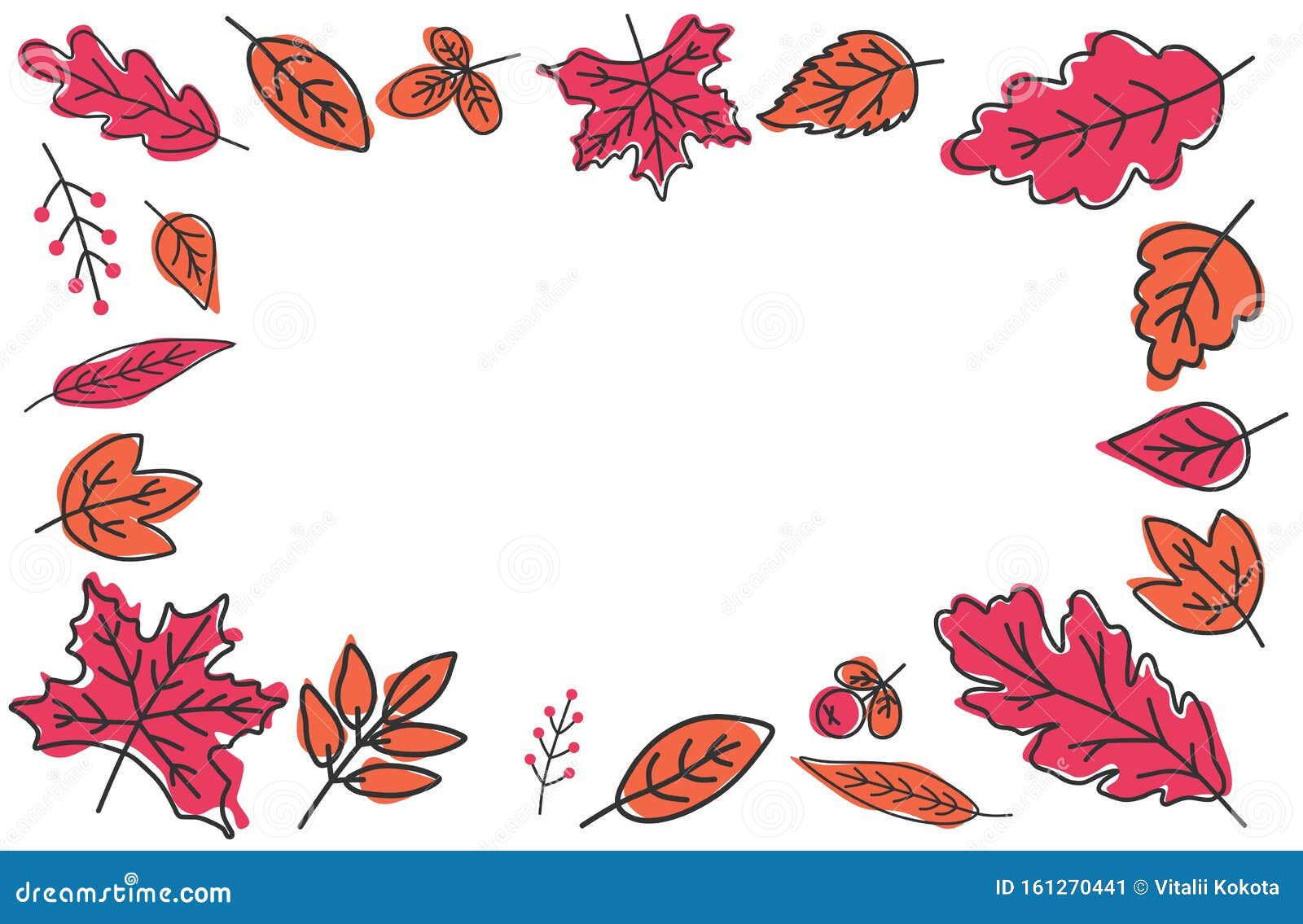 Autumn Leaves Pattern. Vector Seamless Pattern with Autumn Outline ...