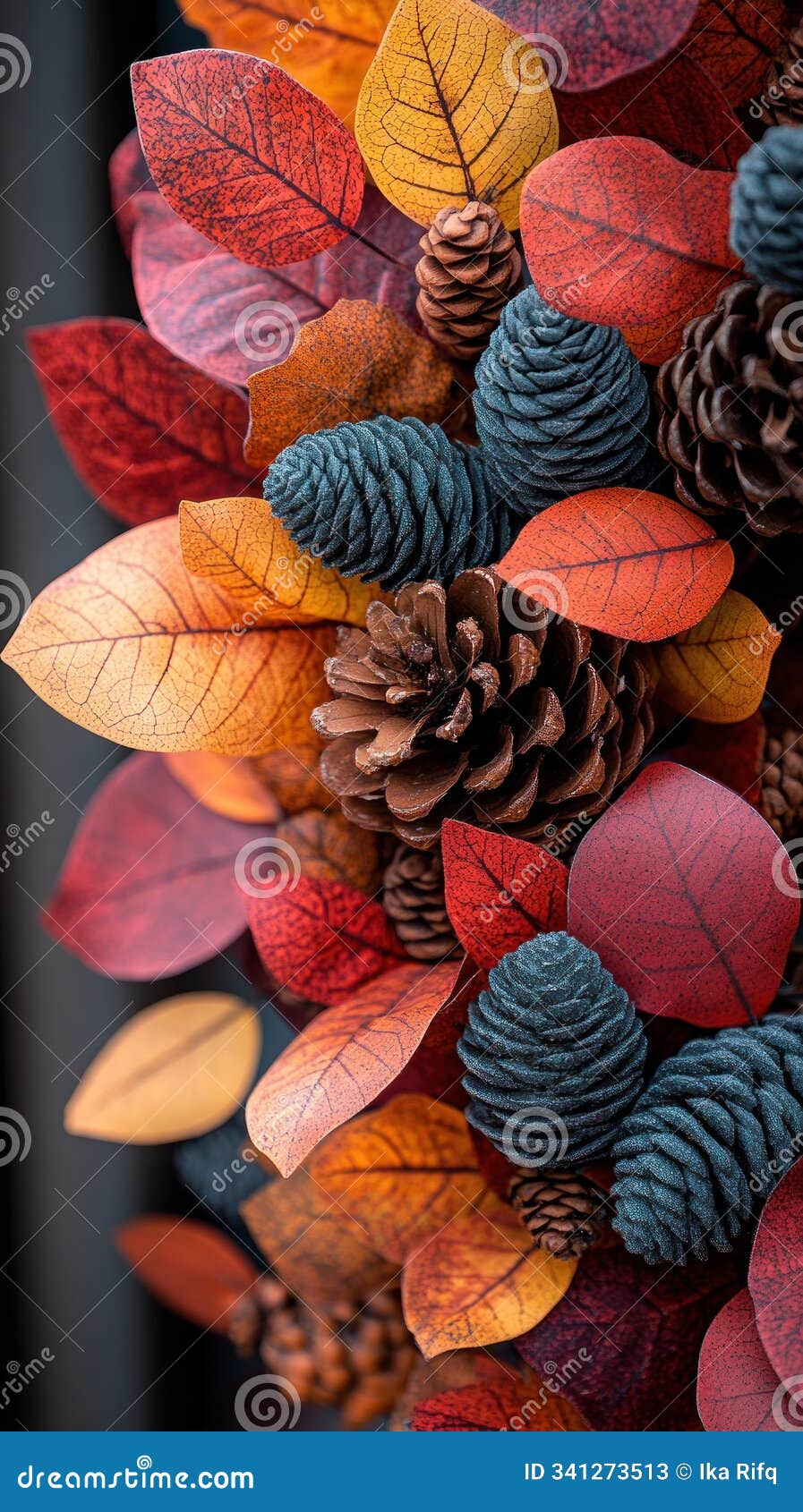 Autumn Leaves and Pine Cones Close Up Illustration Stock Illustration ...