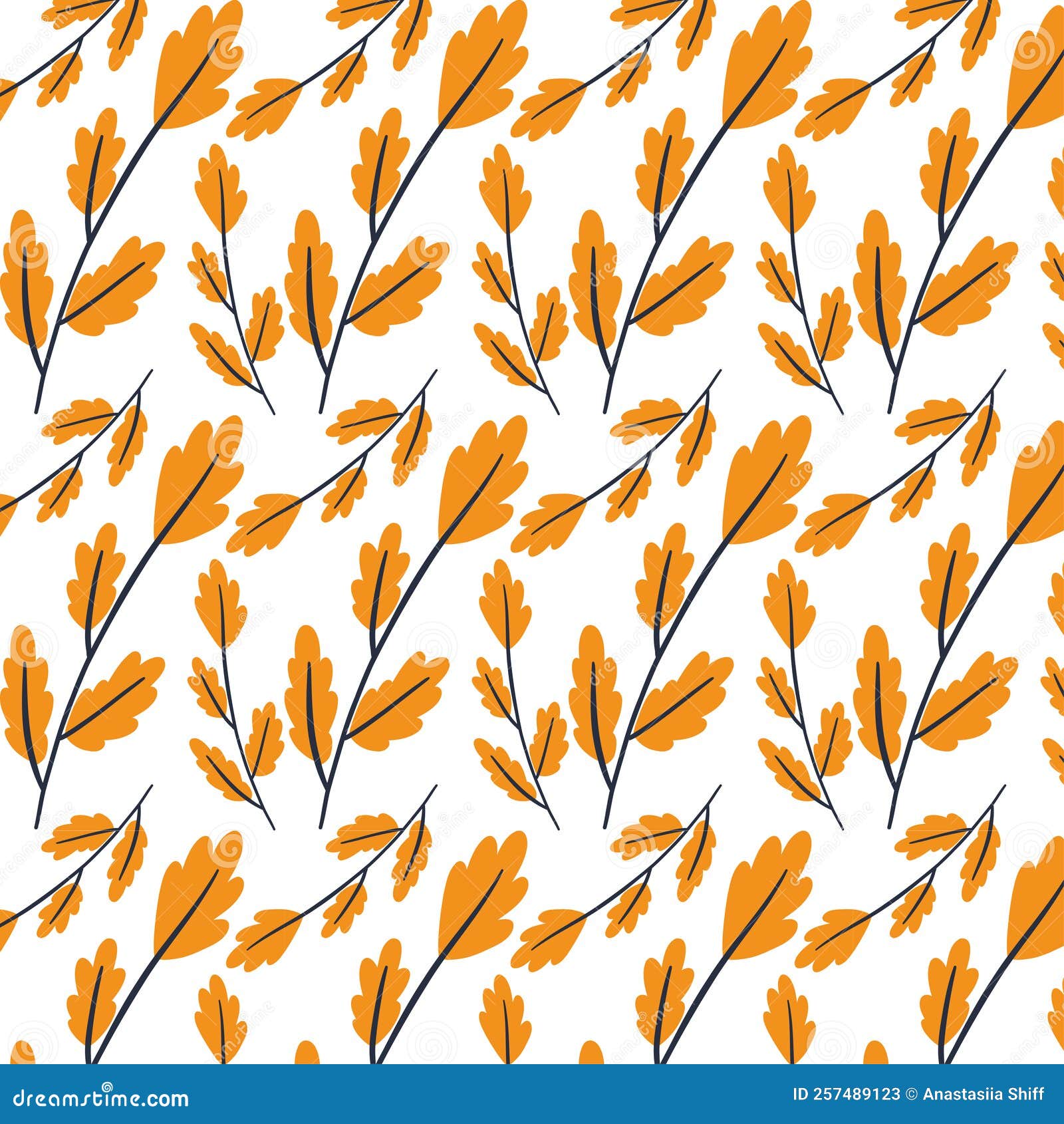 Autumn Leaves Scandinavian Style Seamless Pattern. Stock Vector ...