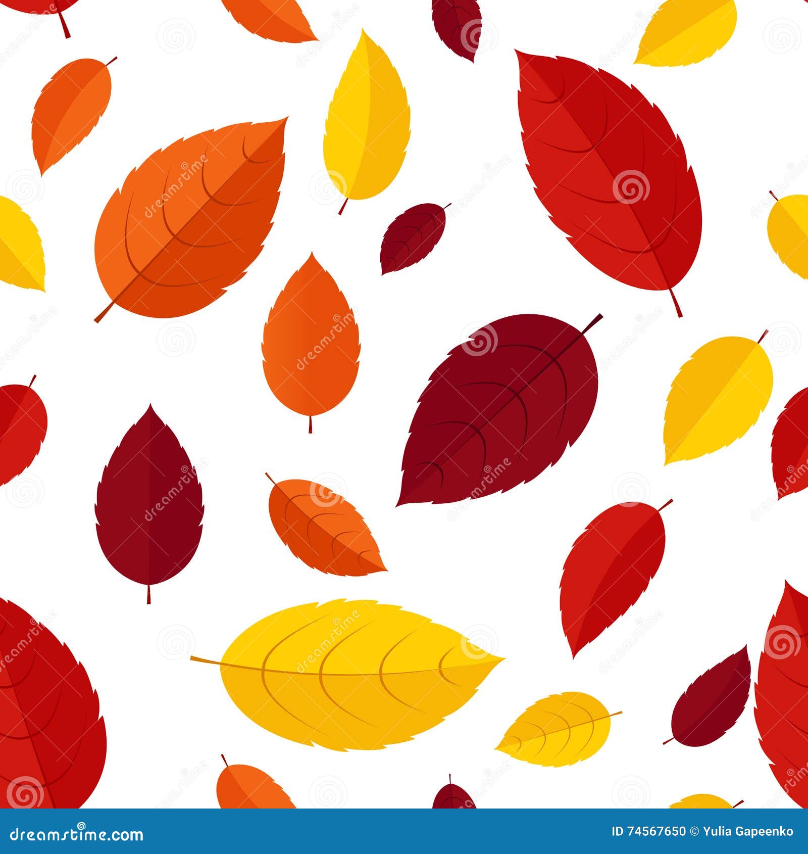 Autumn Leaves Seamless Pattern Background Vector Illustration Stock ...