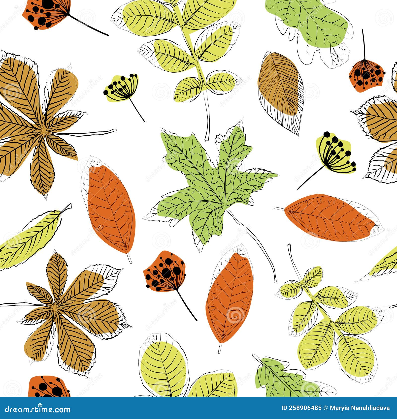 Autumn Leaves Background. Seamless Pattern. Vector Illustration. Fall ... Autumn Leaves Background. Seamless Pattern. Vector Illustration. Fall ...