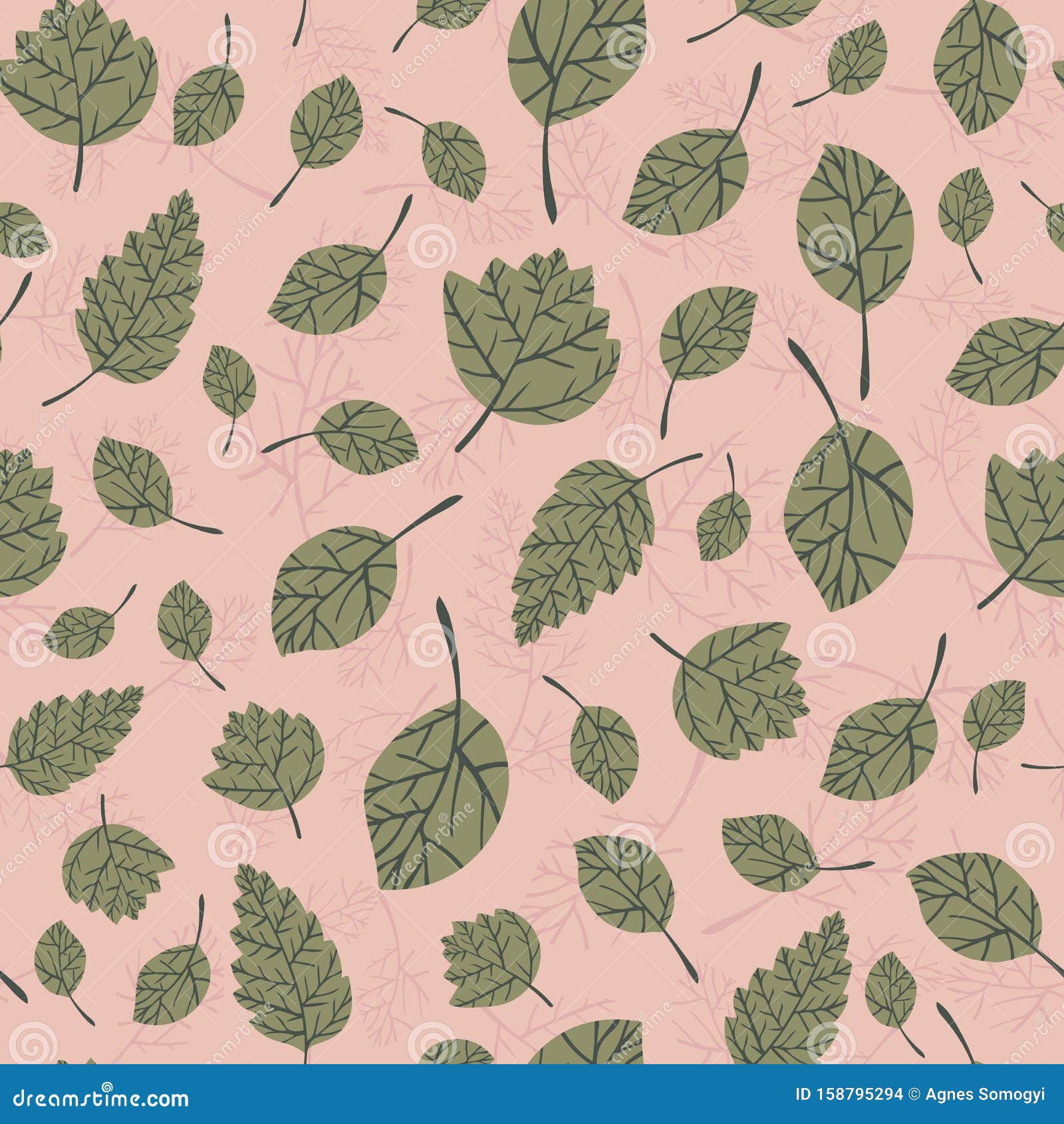 Autumn Leaves Seamless Vector Pattern on Pink Background for Fabric ...