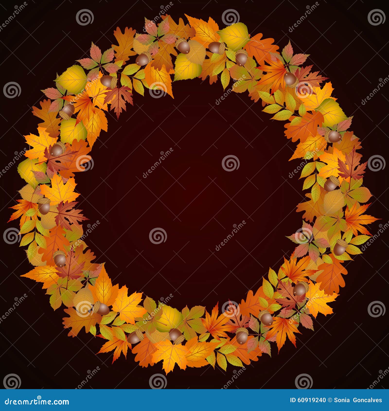 Autumn Leaves in the Shape of a Circle Frame Stock Vector ...