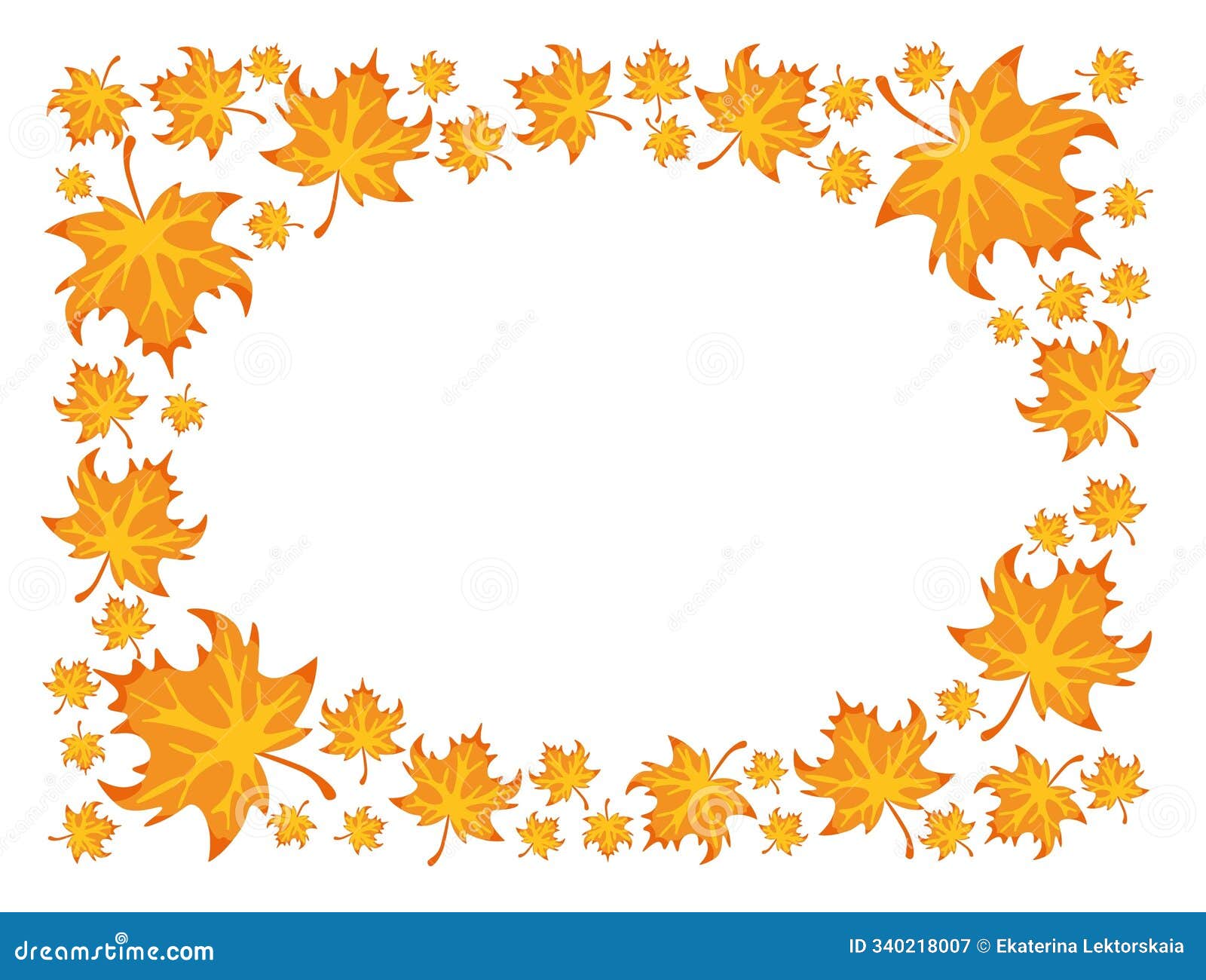Autumn Leaves Template Round Oval Frame in Rectangle Maple Background ...