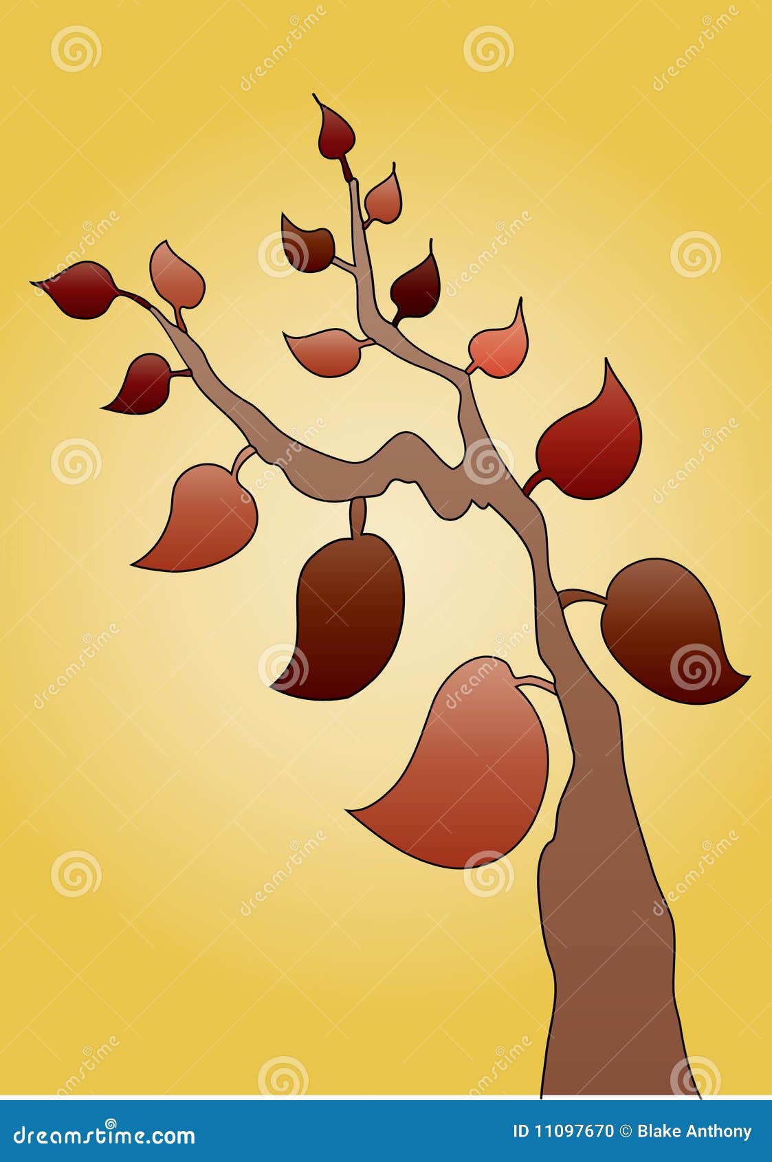 Autumn Leaves Tree Branch stock vector. Illustration of orange - 11097670