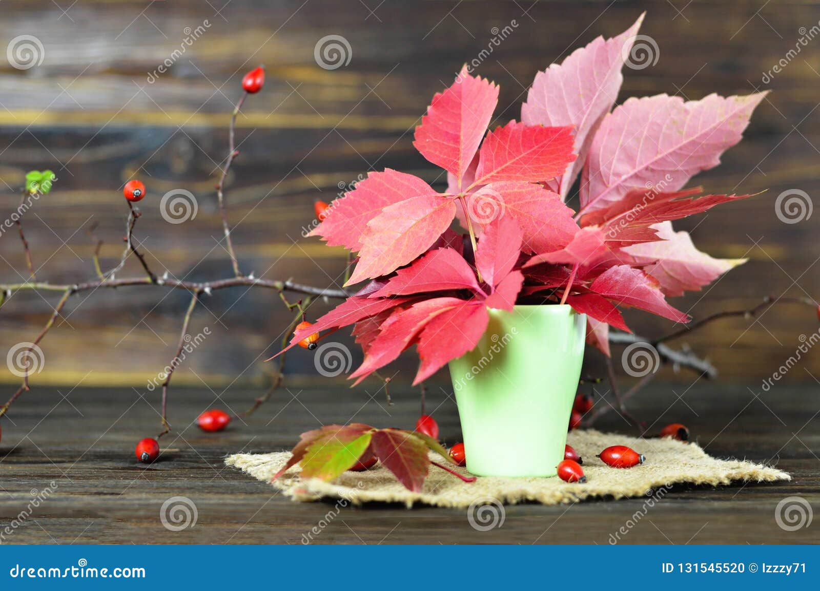 Autumn Leaves in Vase. Autumn Still Life Stock Photo - Image of bright ...