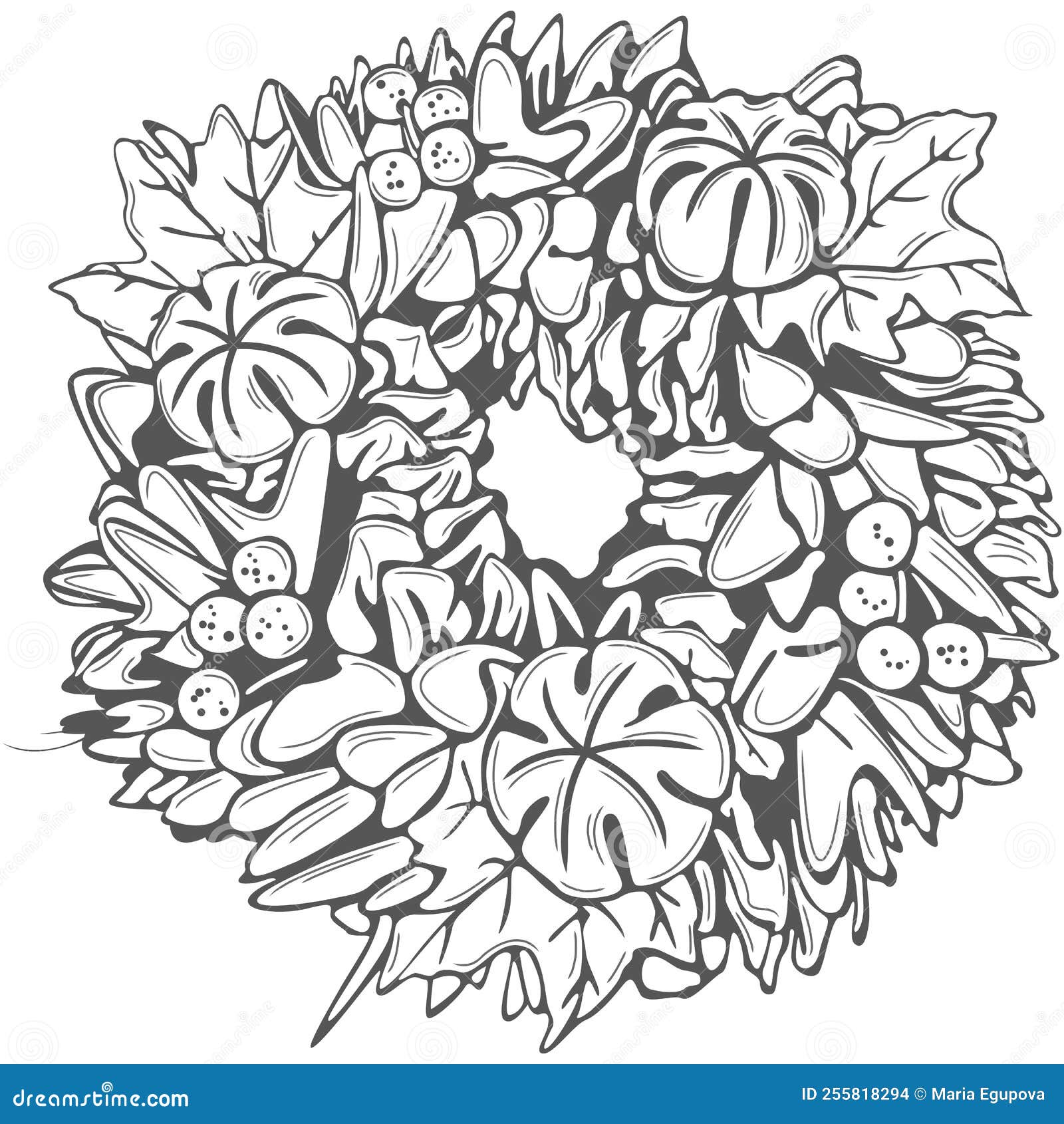 Autumn Leaves Wreath stock vector. Illustration of wreath - 255818294