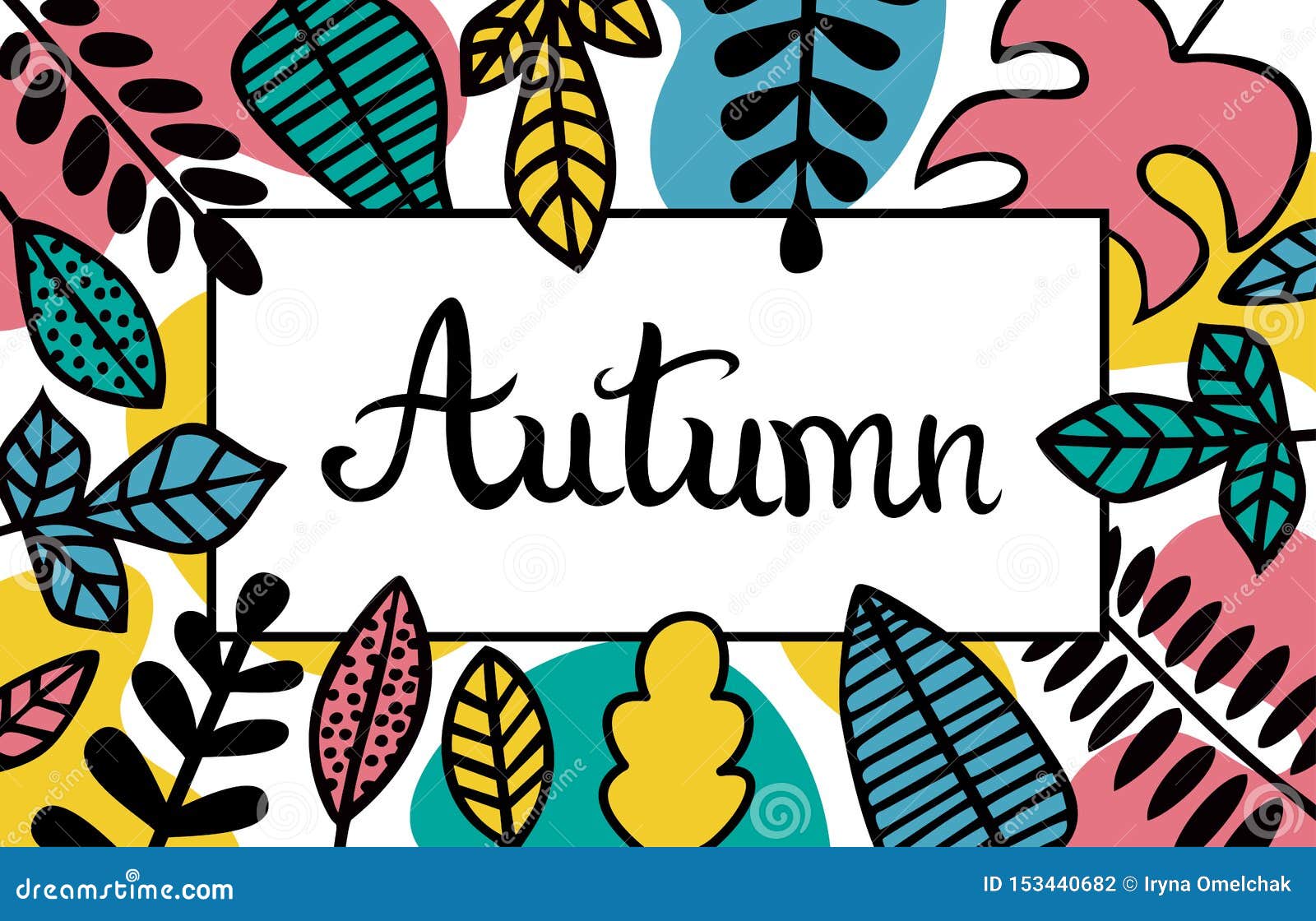 Autumn. Lettering in a Rectangular Frame Decorated with Leaves of ...