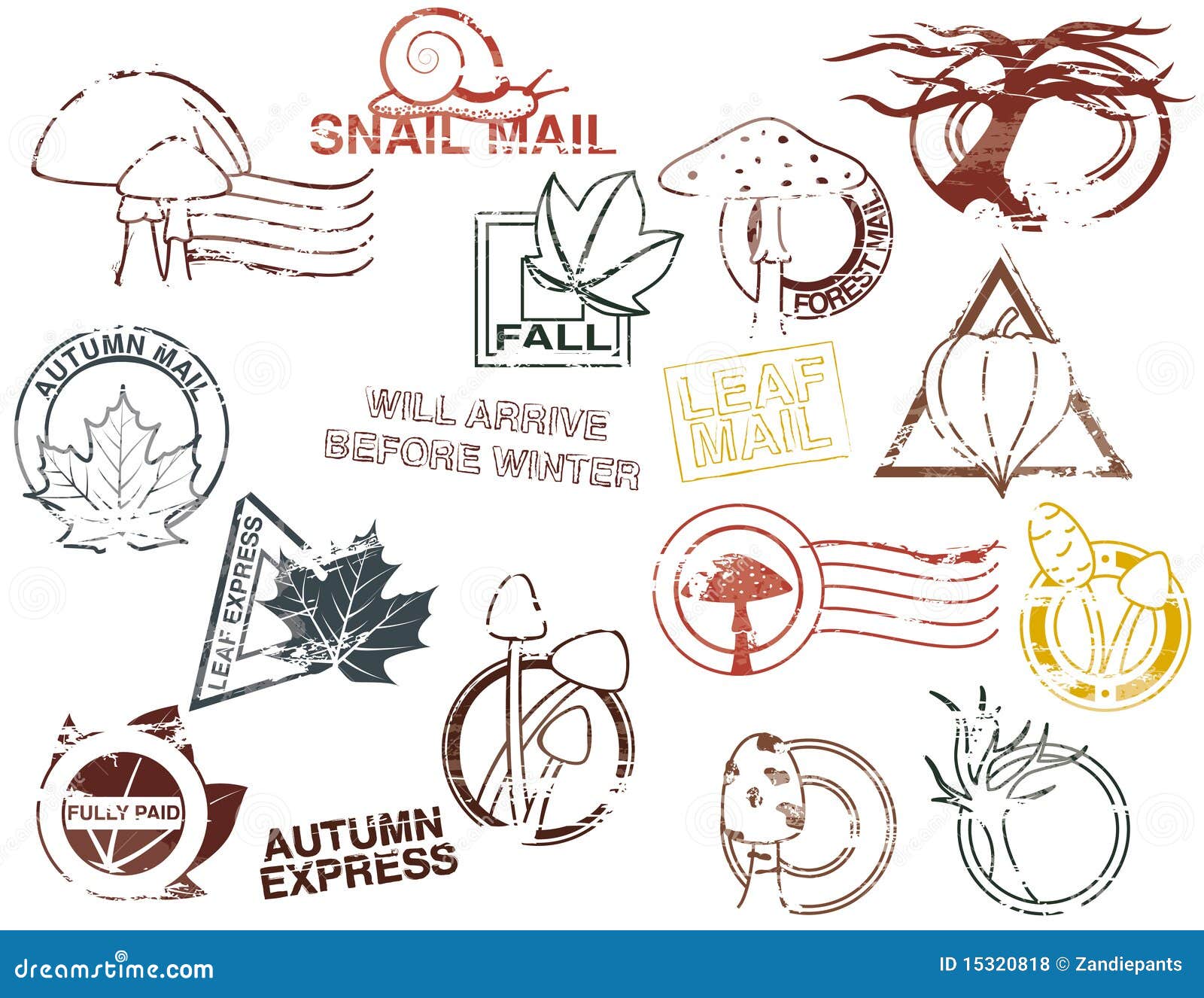 Autumn Mail stock vector. Illustration of mushroom, isolated - 15320818