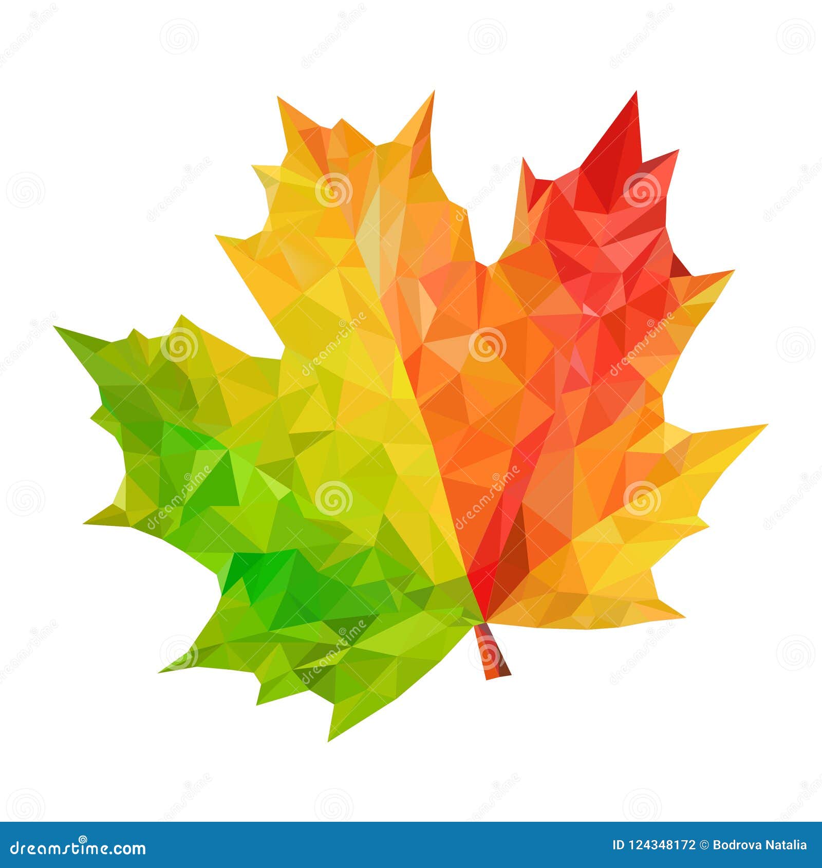 Autumn Maple Bright Leaf in Triangular Low Poly Style Isolated Over ...