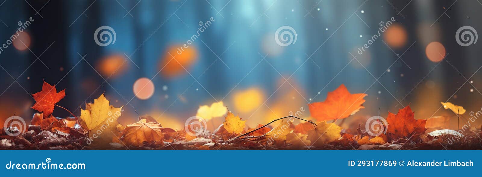 Autumn Maple Foliage Bokeh Lights Header Stock Illustration ...