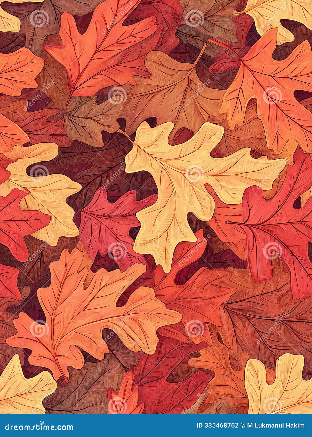 Autumn Maple Leaf Layered Seamless Pattern Illustration Hand Drawn ...