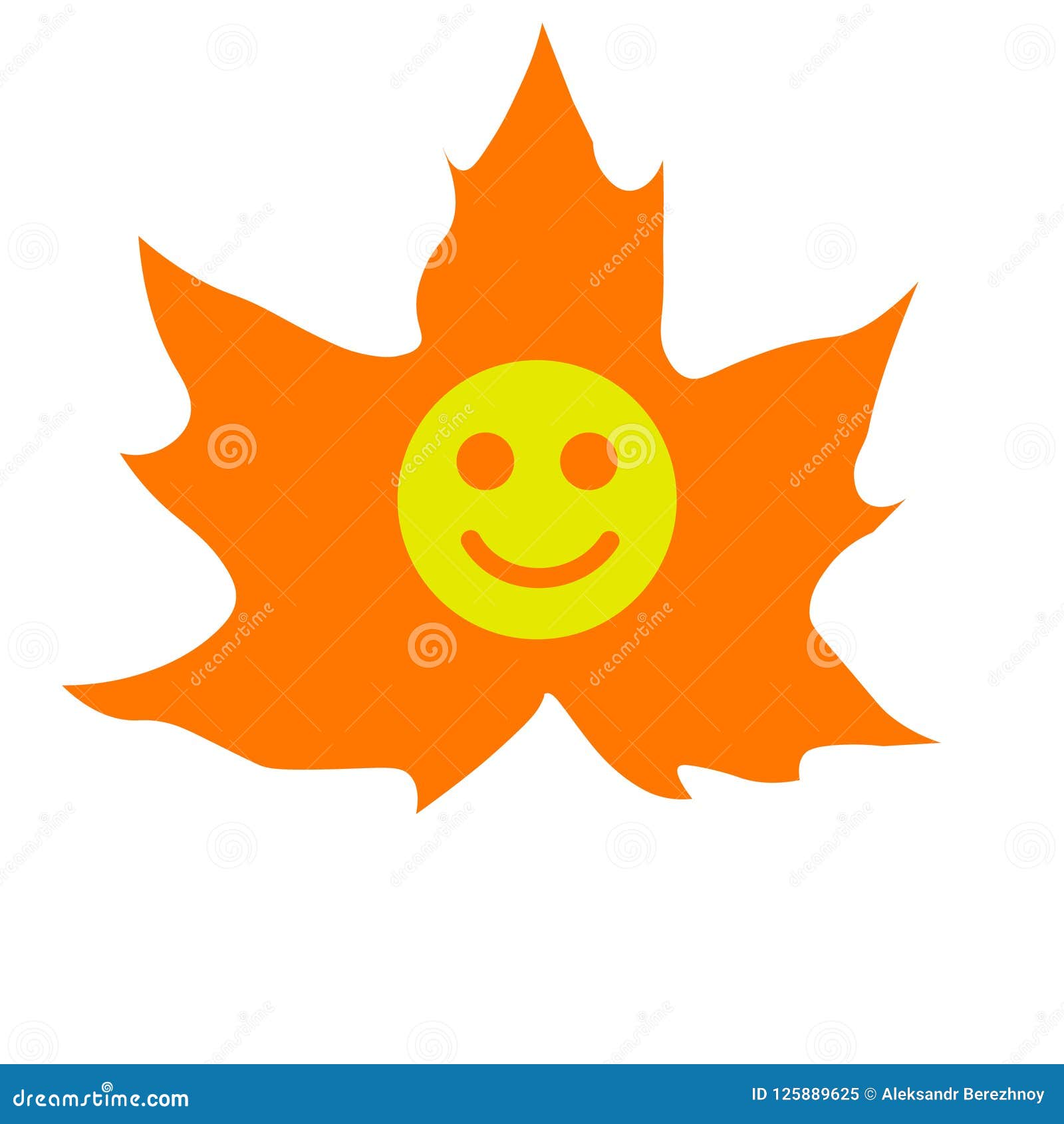 Maple leaf with smiley 1 stock vector. Illustration of funny - 125889625