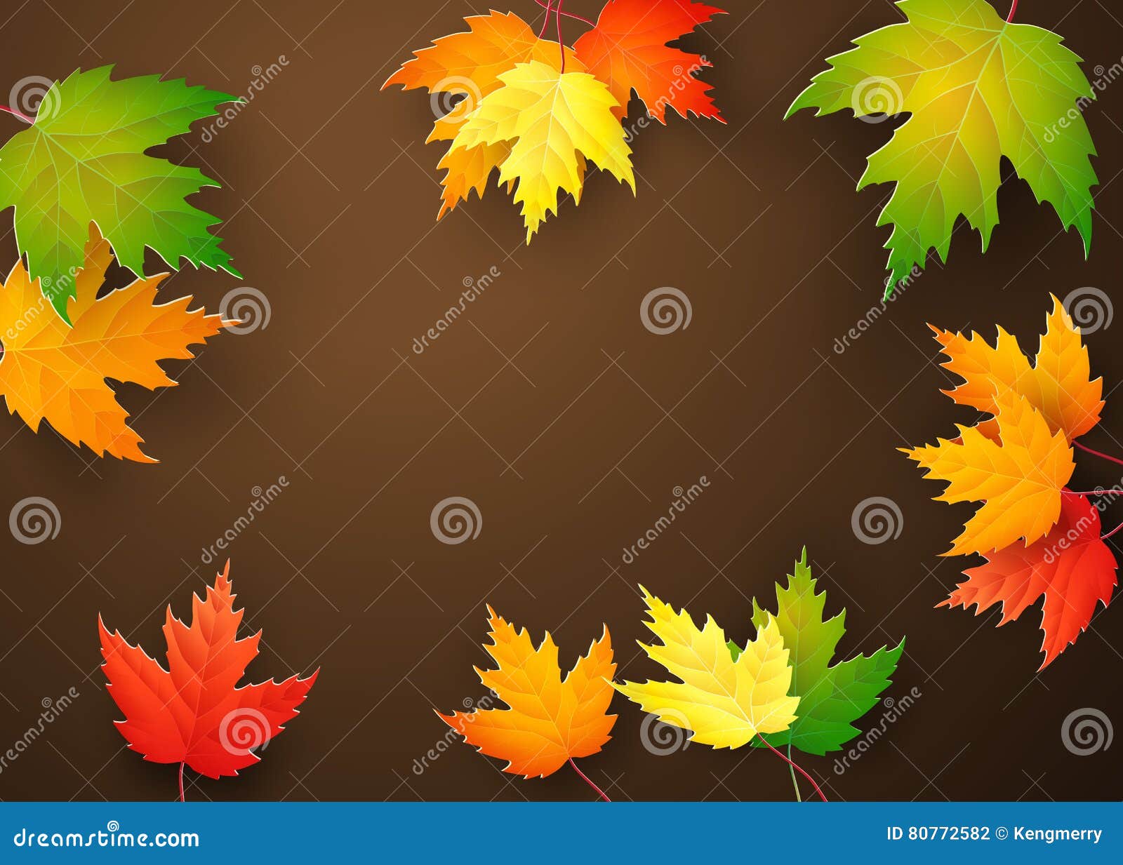 Autumn Maple Leaves on Brown Background. Stock Vector - Illustration of ...