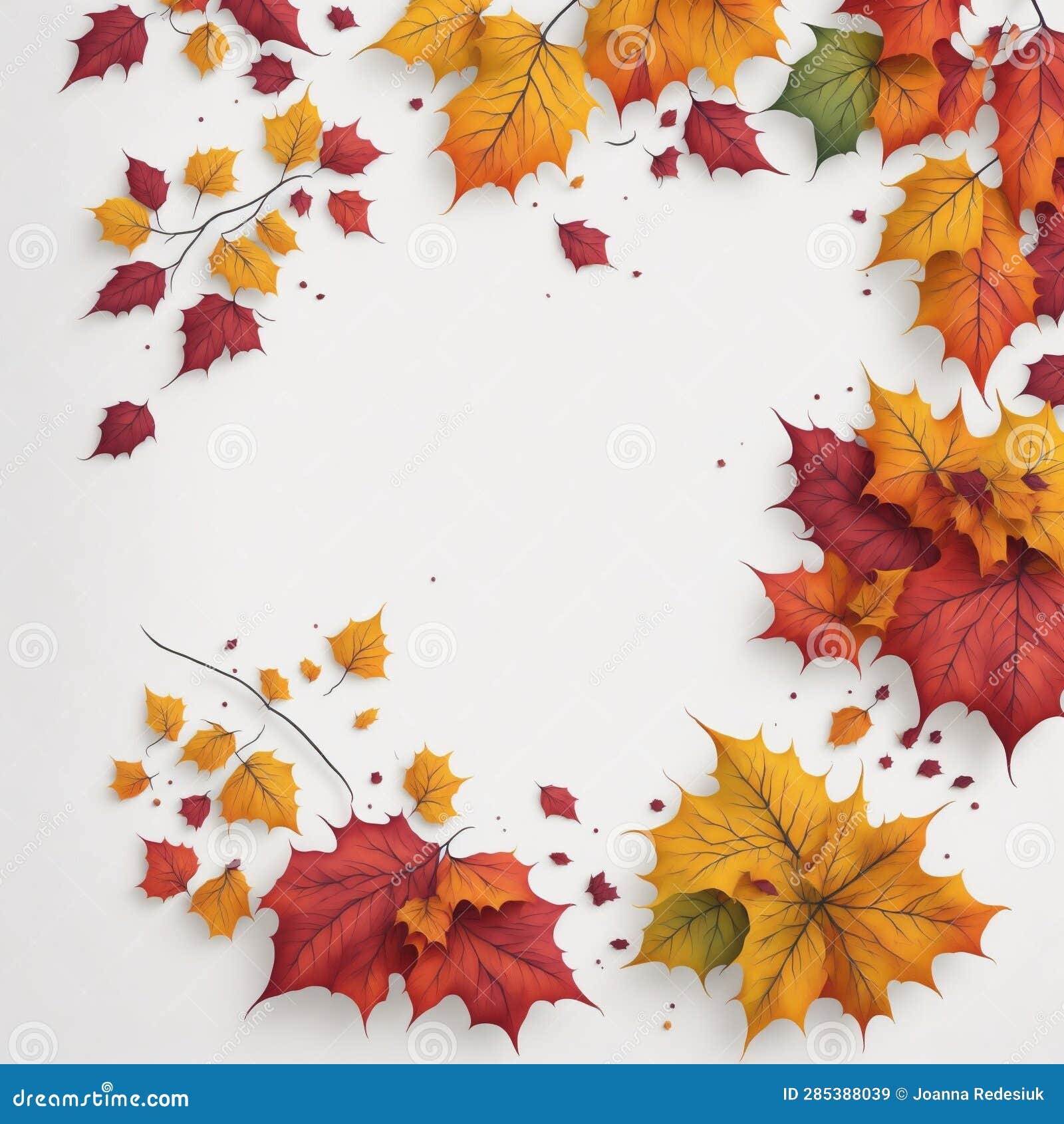 Autumn Maple Leaves on a White Background Stock Image - Image of frame ...