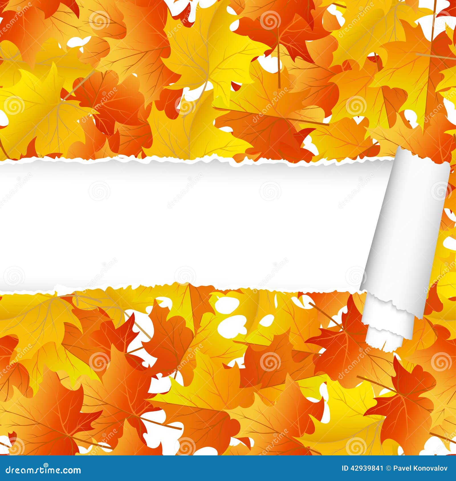 Autumn Maple Seamless Pattern with Ripped Stripe Stock Vector ...