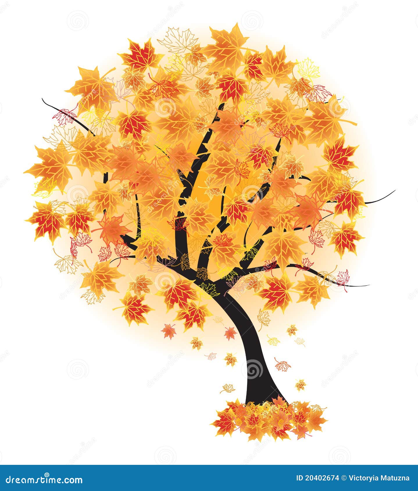 Autumn Maple Tree Leaf Fall. Vector Illustr Stock Vector - Illustration ...