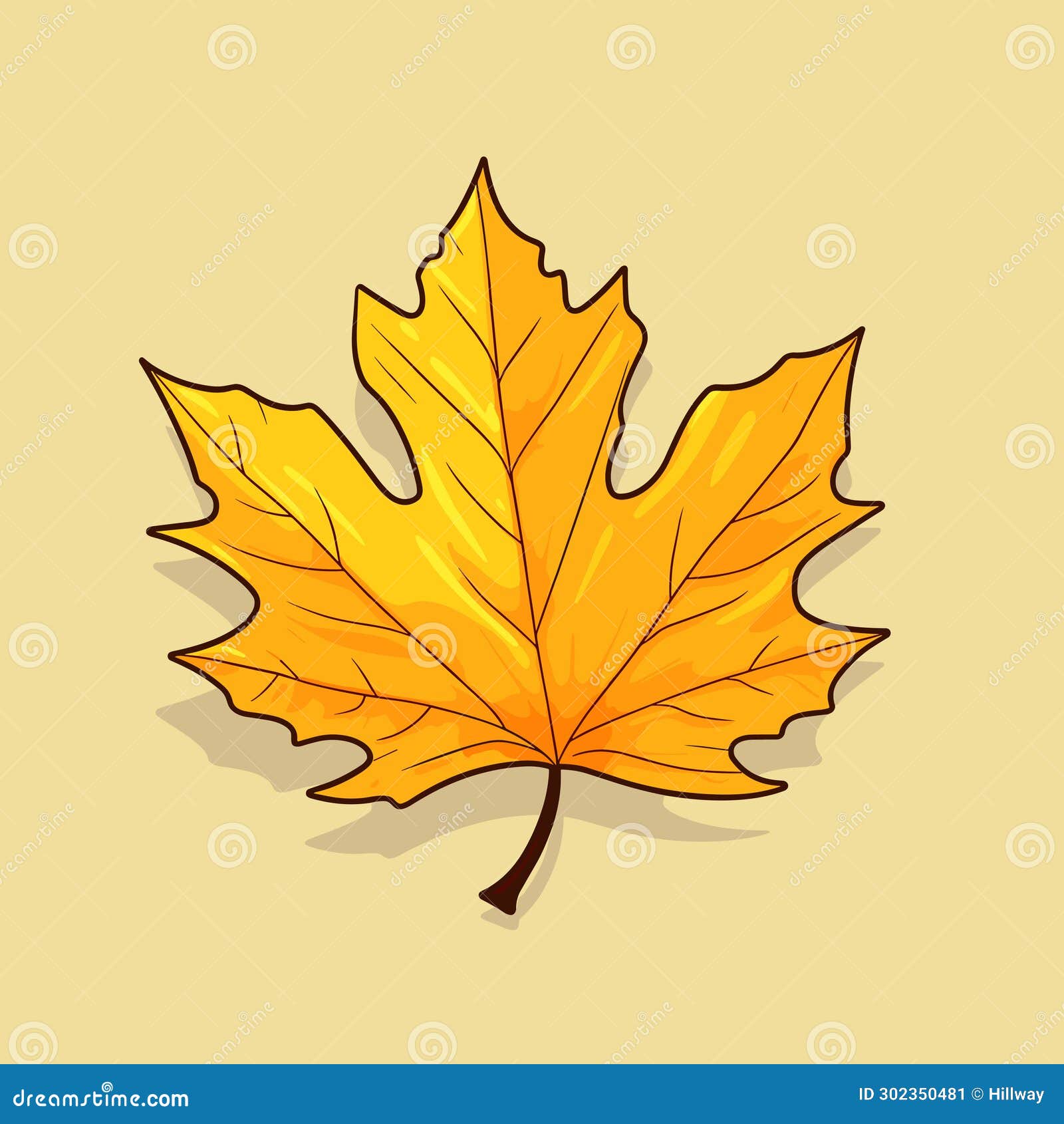 Autumn Maple Yellow Leaf Isolated, Vector Illustration Stock ...