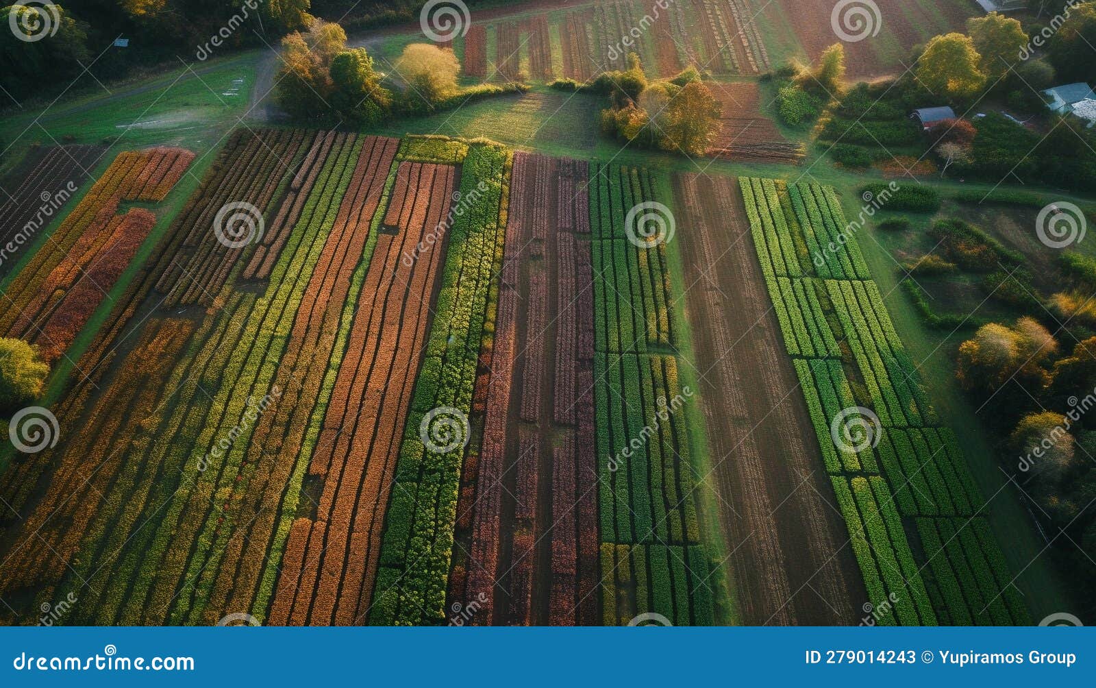 Autumn Meadow, Green Trees in a Row, Aerial View Generated by AI Stock ...
