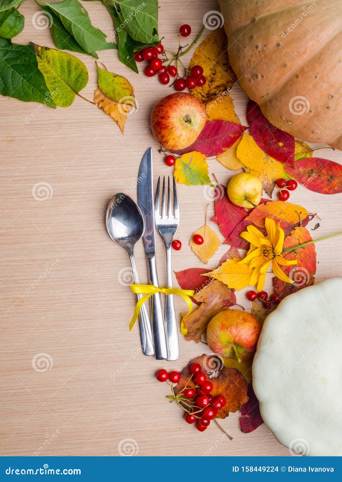Autumn Menu Concept, Thanksgiving Dinner Background Rustic Table Place ...