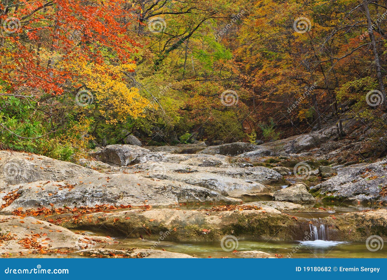 Autumn mountain cascade stock photo. Image of freshet - 19180682
