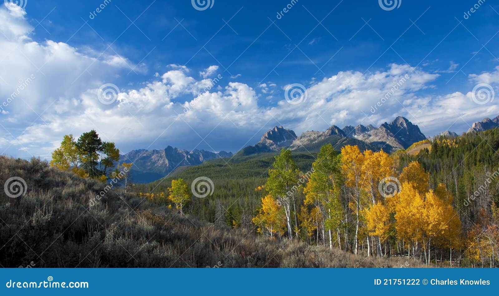 Autumn Mountain Scene with Cloudscape Stock Photo - Image of yellow ...
