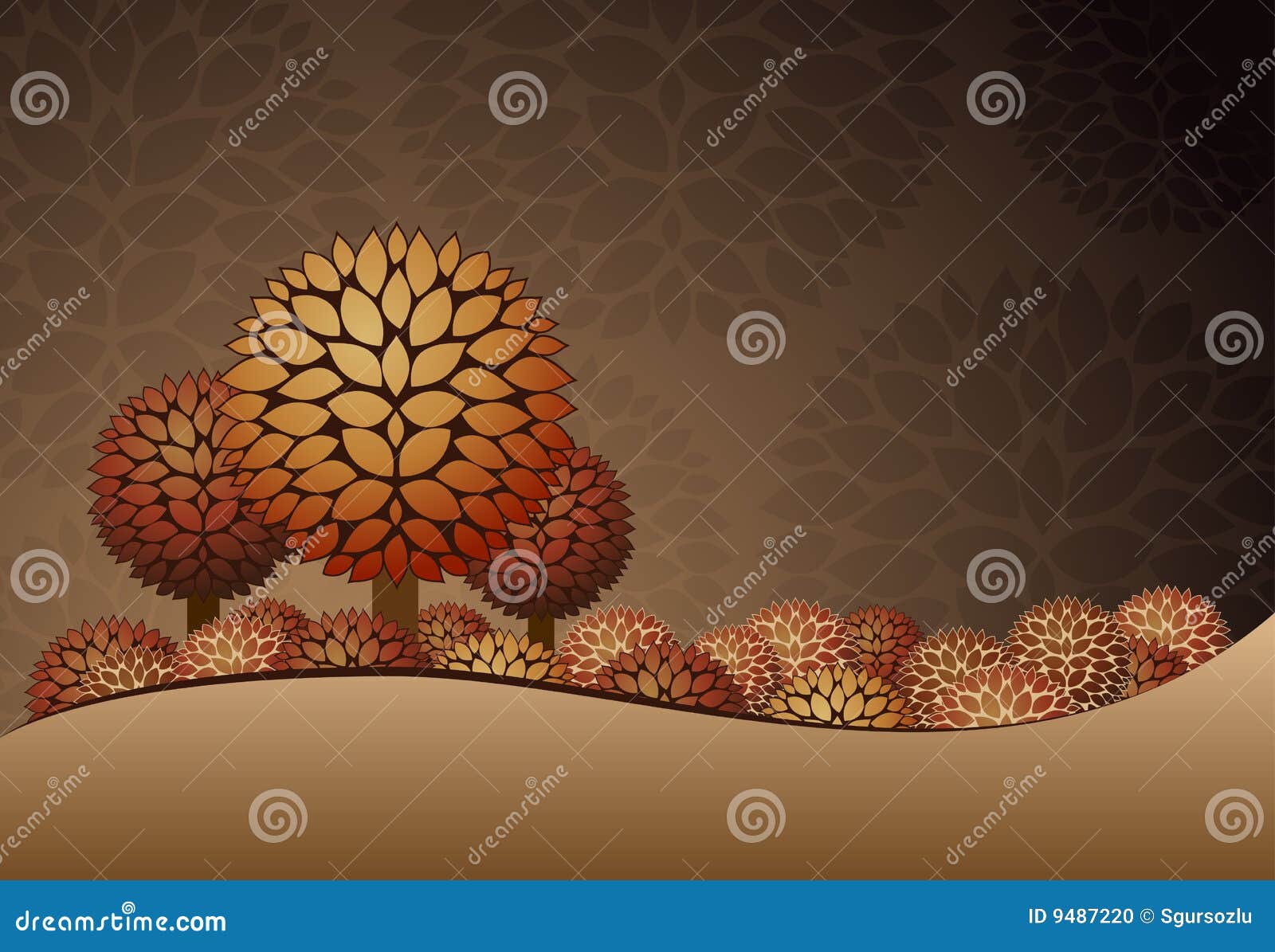 Autumn night landscape. stock vector. Illustration of outside - 9487220