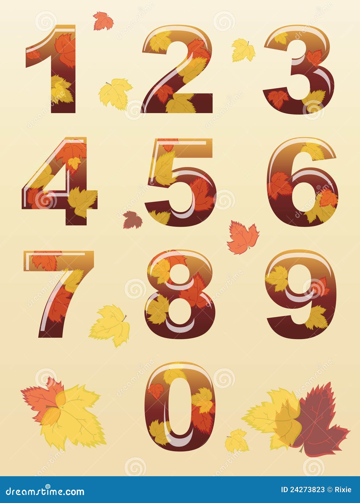Autumn numbers stock vector. Illustration of glossy, golden - 24273823