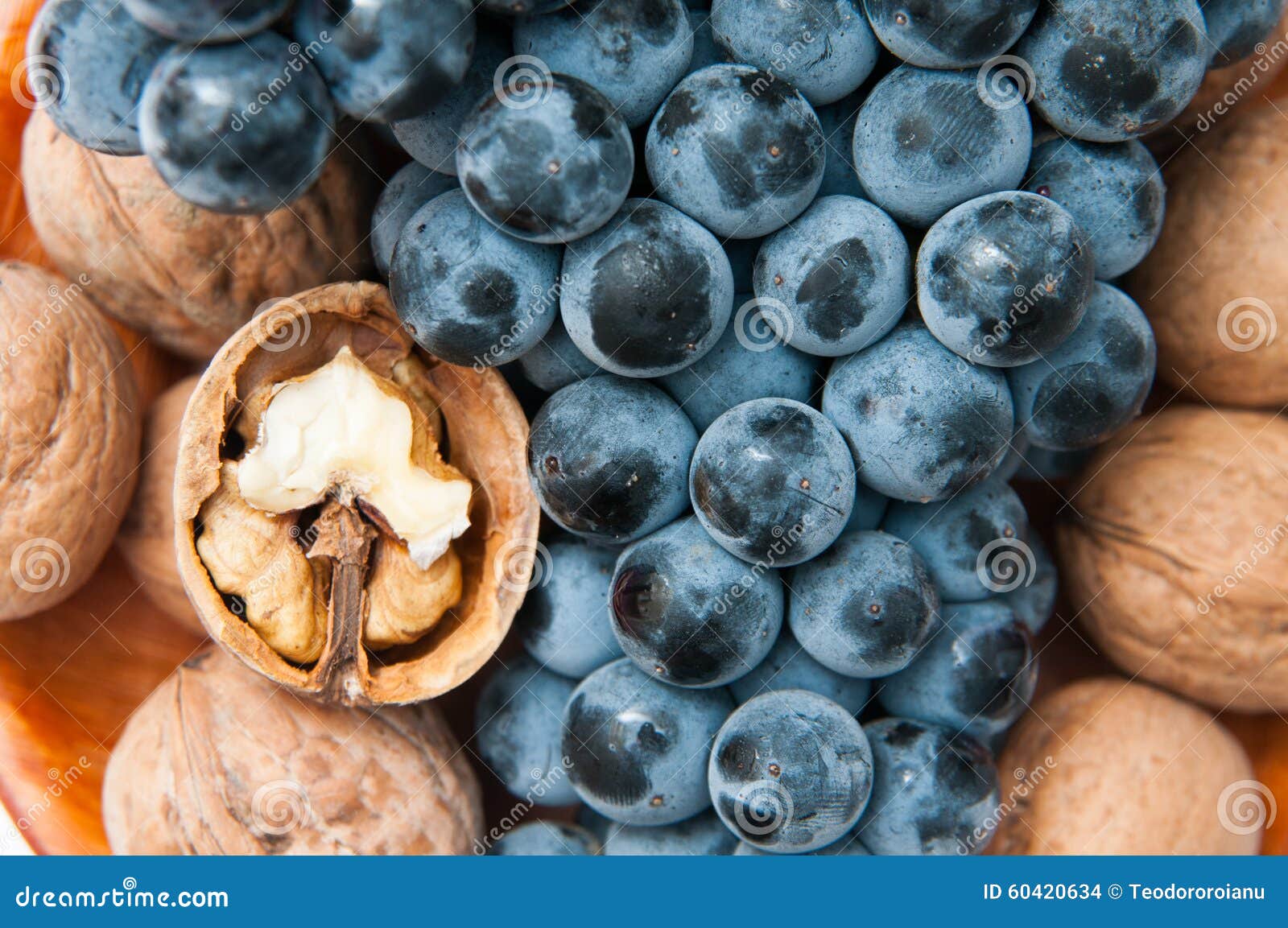Autumn nuts and grapes stock photo. Image of tasteful - 60420634
