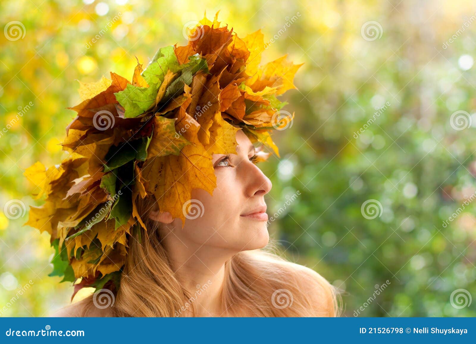 Autumn nymph stock photo. Image of crown, leafs, model - 21526798