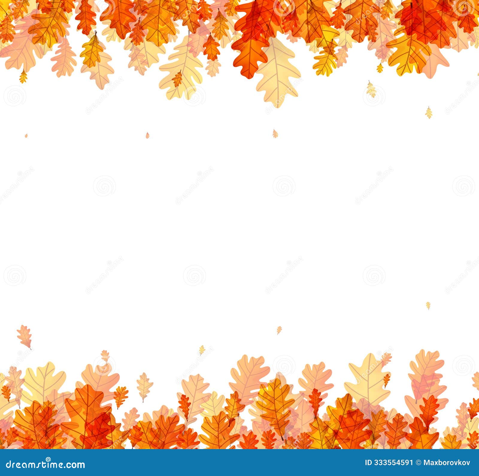 Autumn Oak Leaves Border Vector Stock Illustration - Illustration of ...
