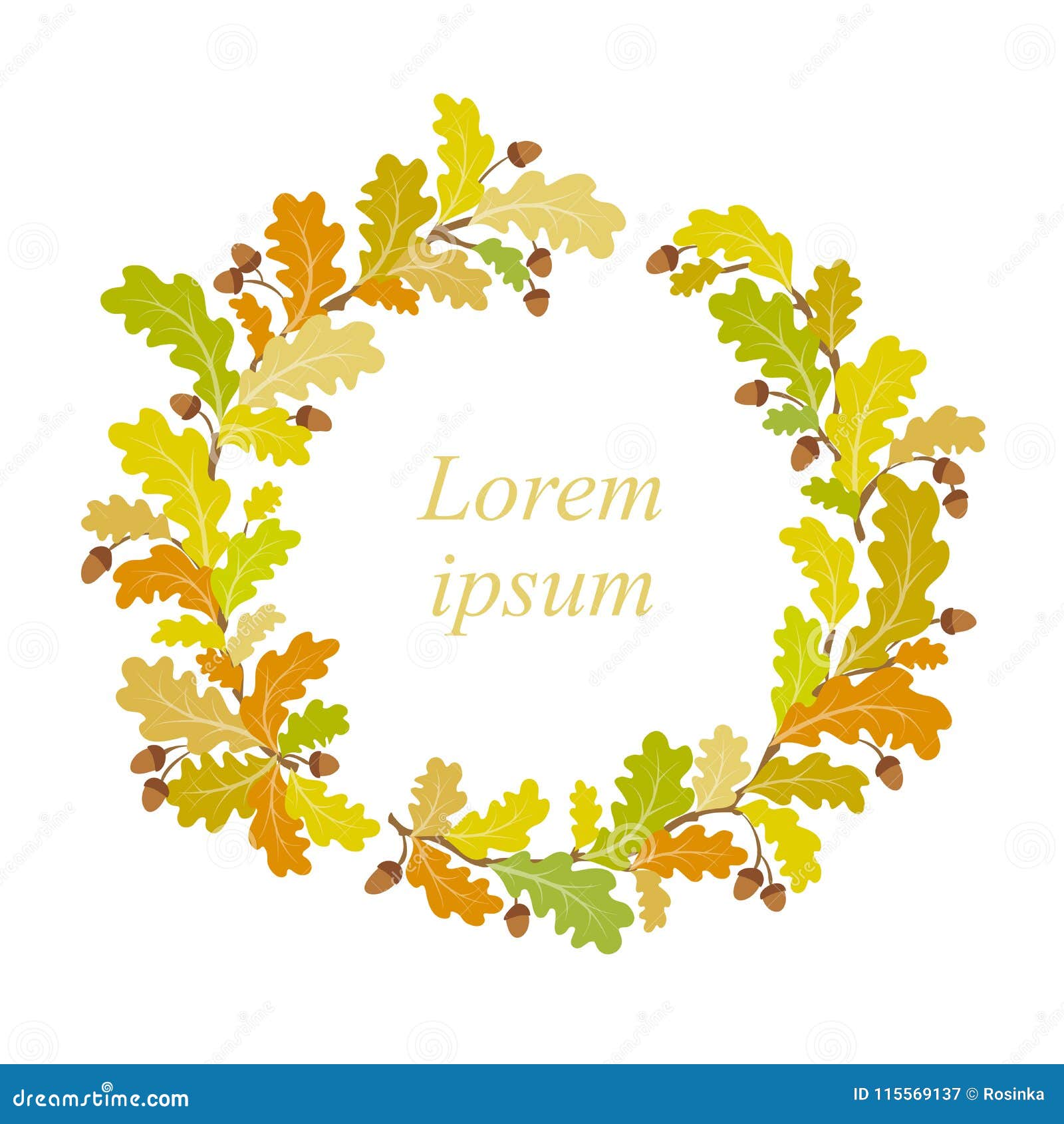 Autumn Oak Wreath Frame - Vector Illustration Stock Vector ...