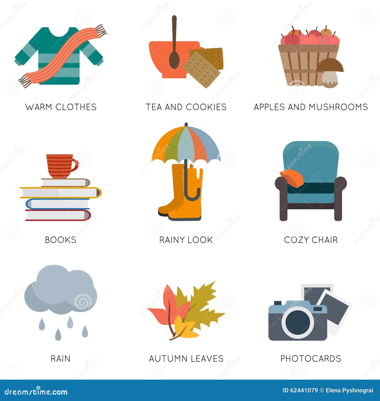 Autumn objects stock vector. Illustration of design, cookies - 62441079