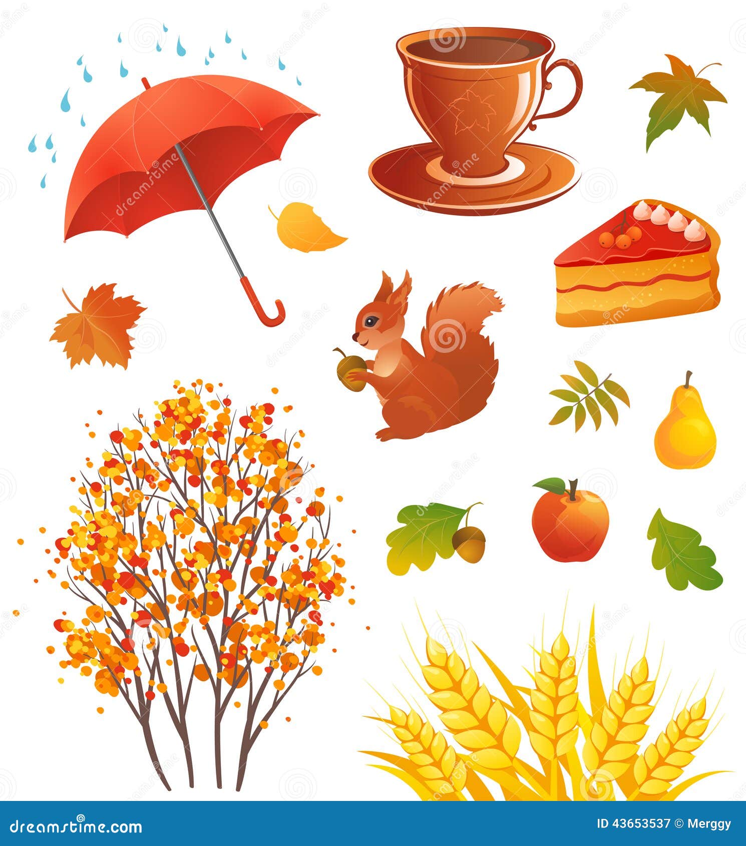 Autumn objects stock vector. Illustration of dessert - 43653537