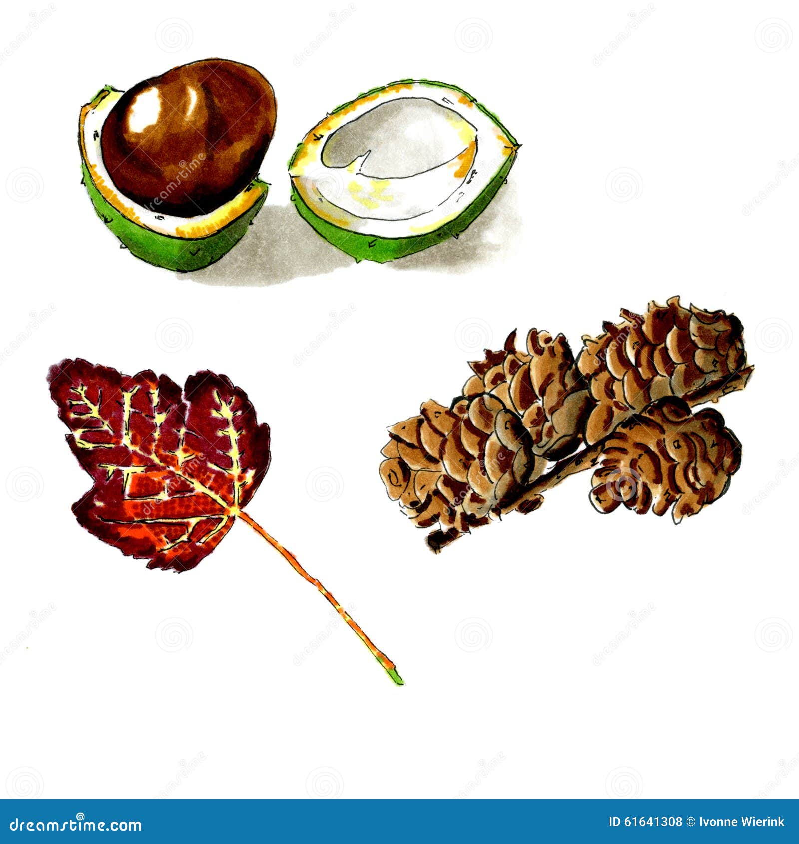 Autumn objects stock illustration. Illustration of hand - 61641308