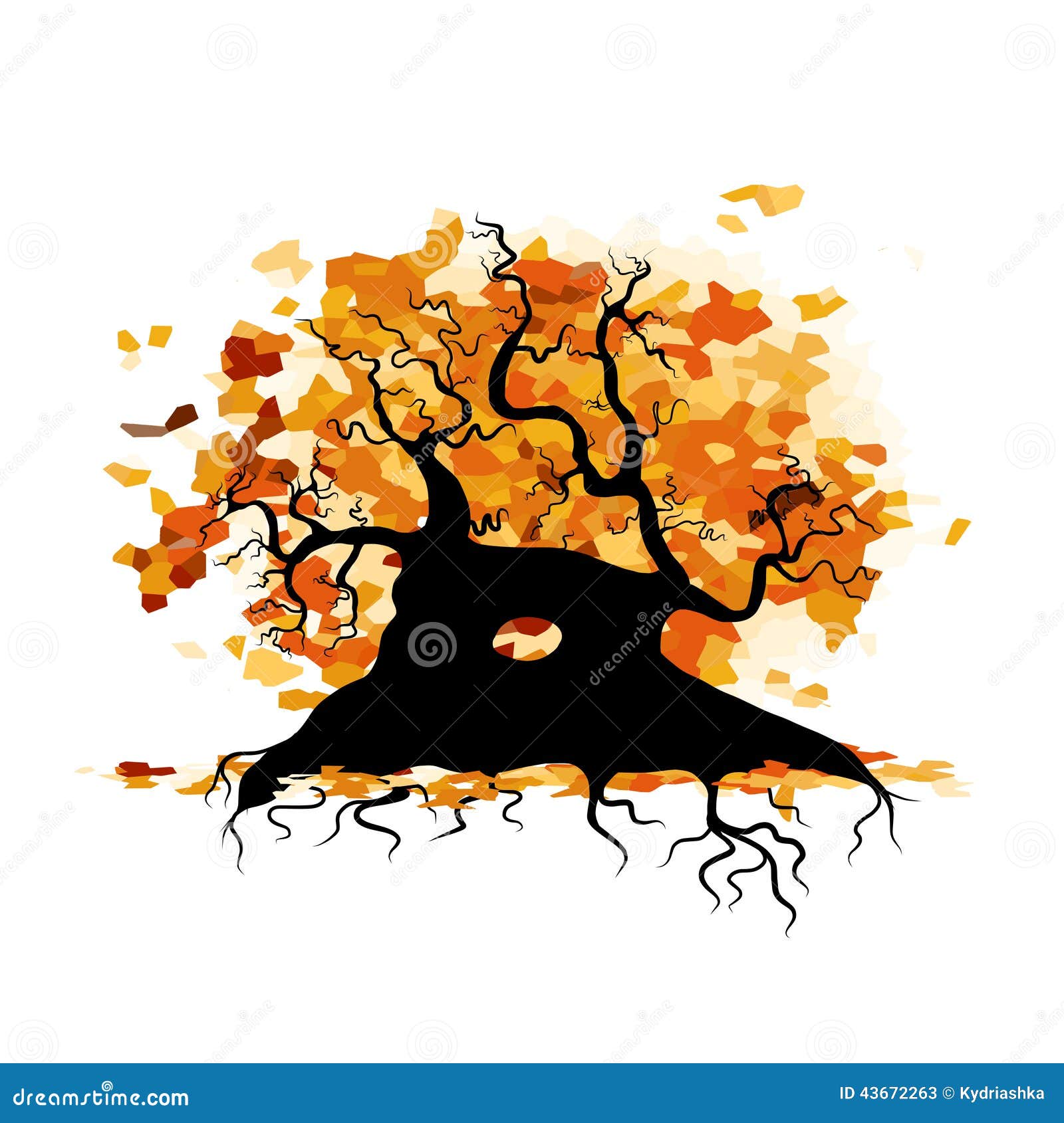 Autumn Old Tree with Roots for Your Design Stock Vector - Illustration ...