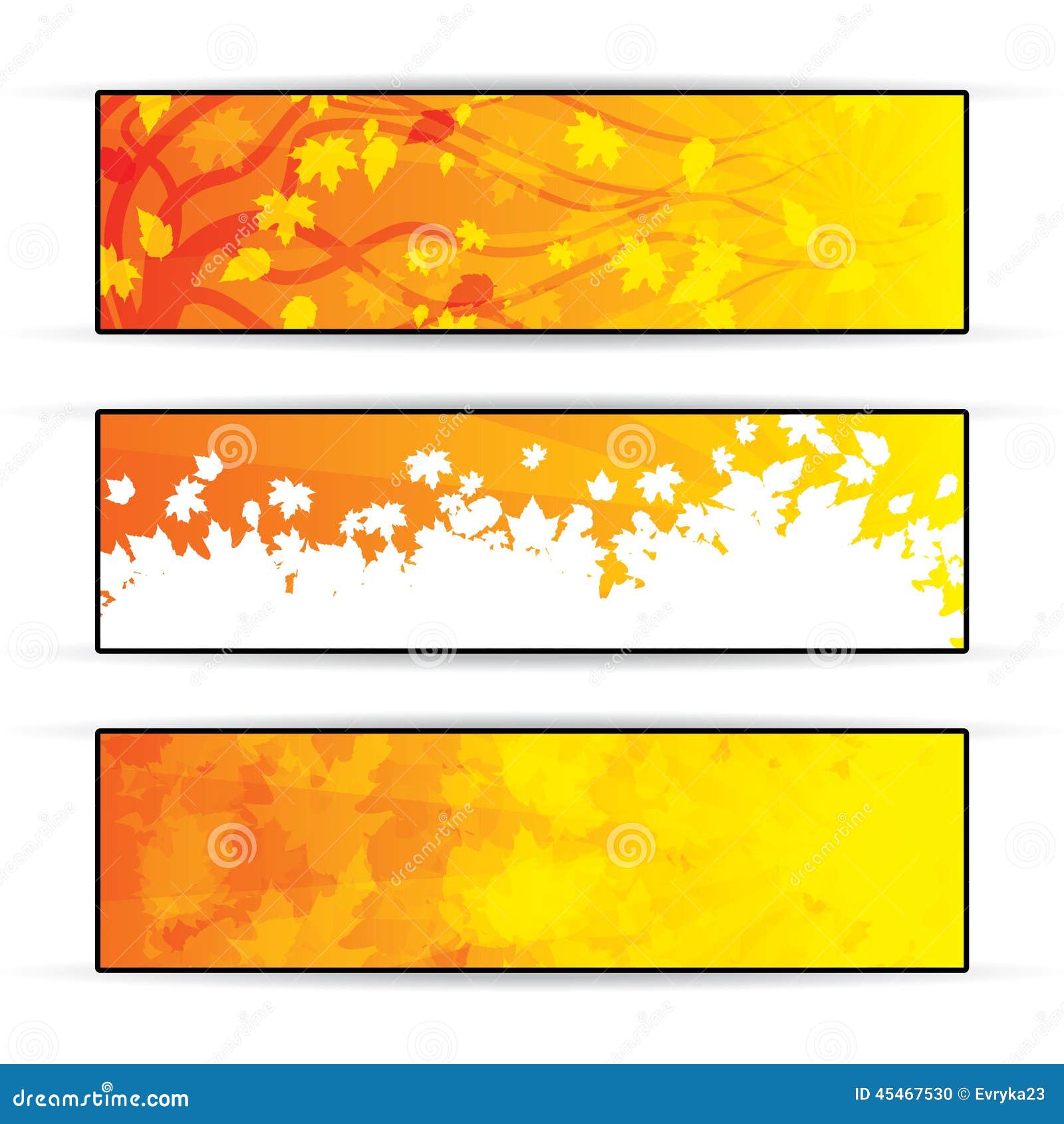 Autumn Orange Banners with Tree Stock Illustration - Illustration of ...