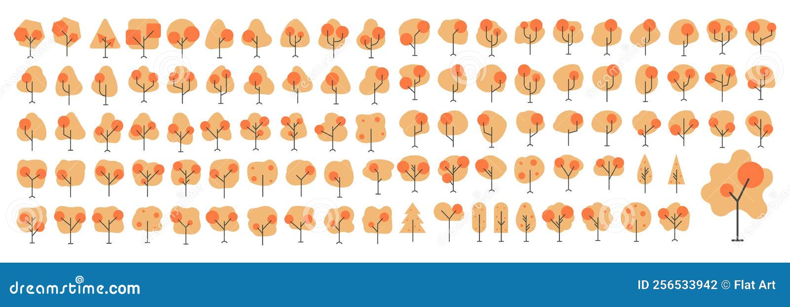 Autumn Orange Color Tree Icon in a Collection. Vector Illustration ...