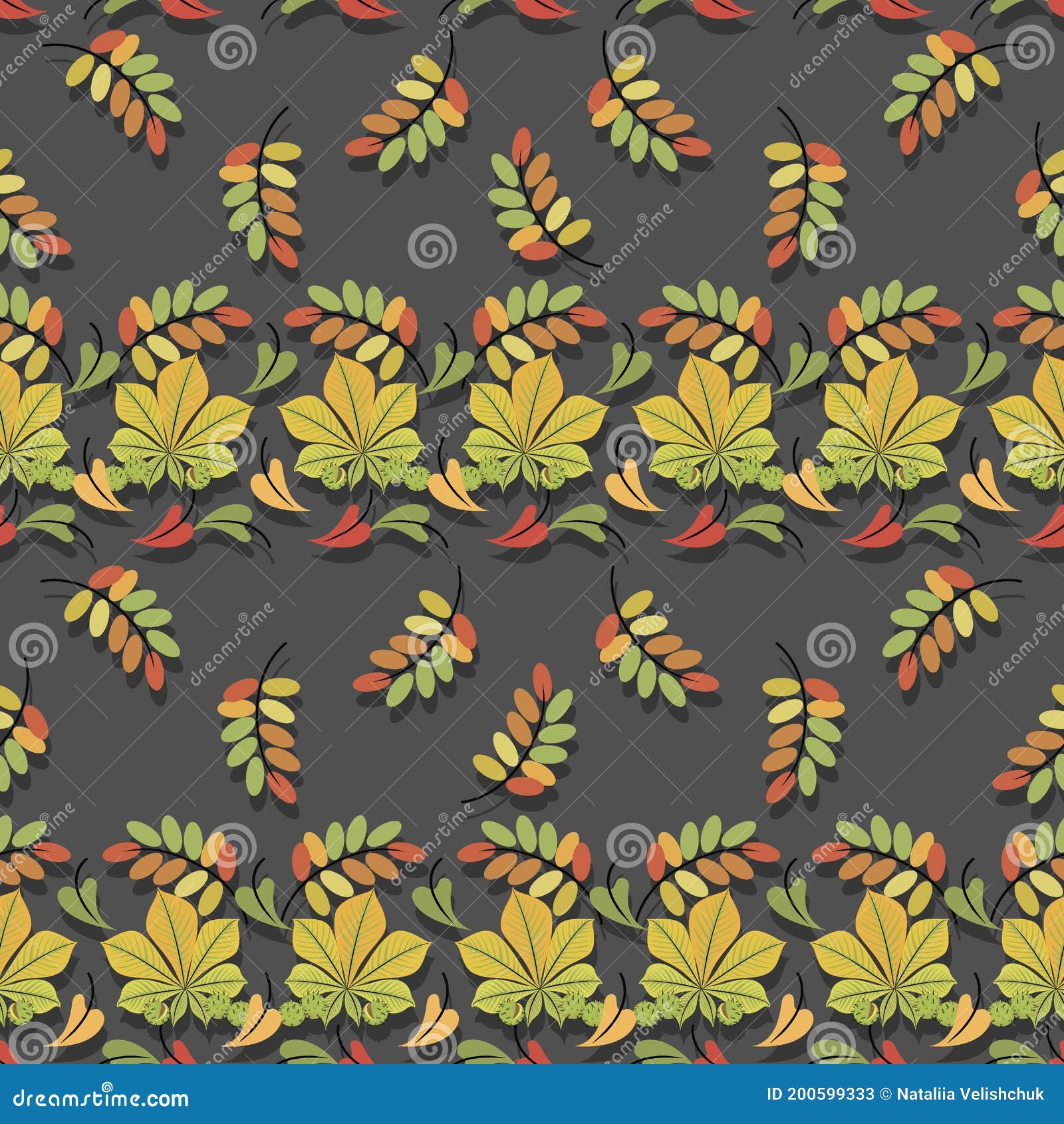 Autumn Ornament. Vector Deciduous Background, Border. Autumn Time ... Autumn Ornament. Vector Deciduous Background, Border. Autumn Time ...