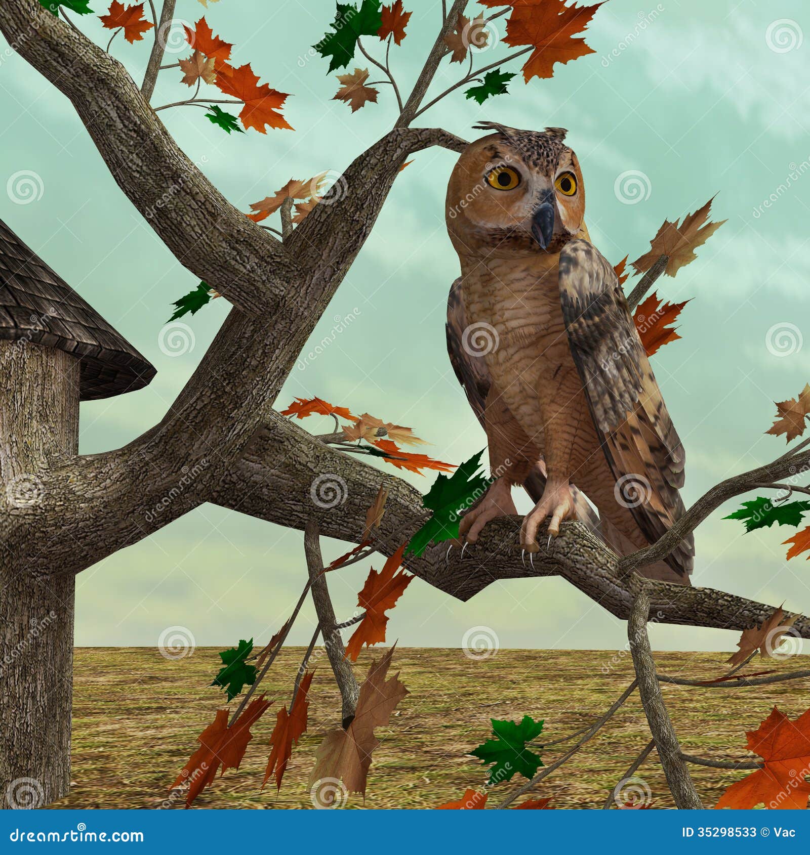 Autumn Owl stock illustration. Illustration of golden - 35298533