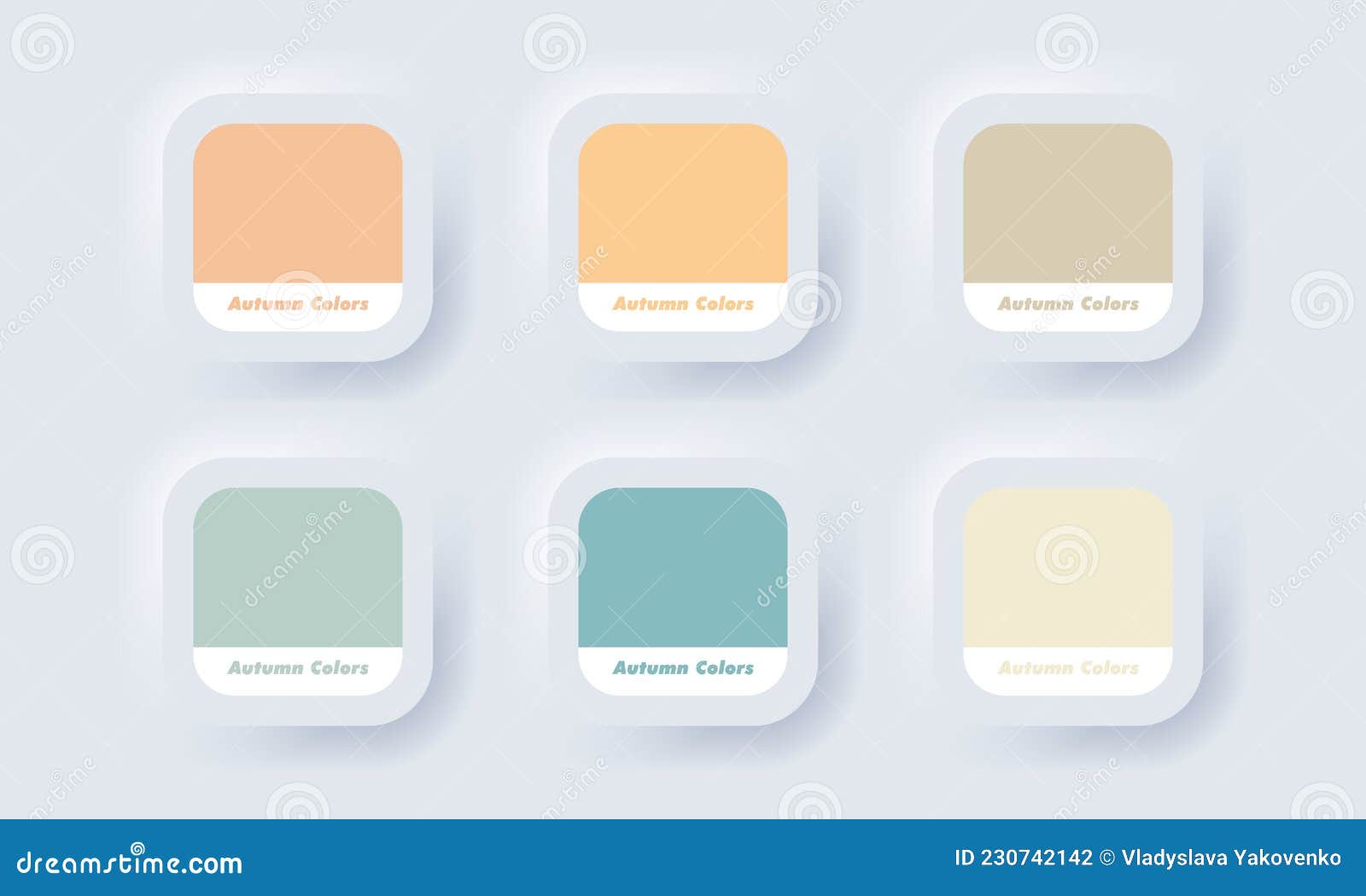 Autumn Palette Color in RGB HEX. Color Catalog. Neumorphic UI UX White ...